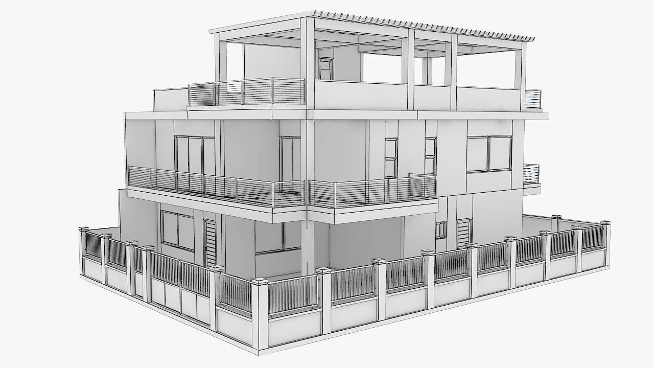 Two Storey House 3 - 3D Model by virtual3d