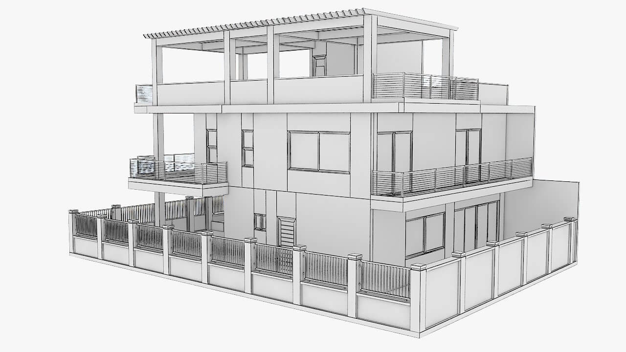 Two Storey House 3 - 3D Model by virtual3d