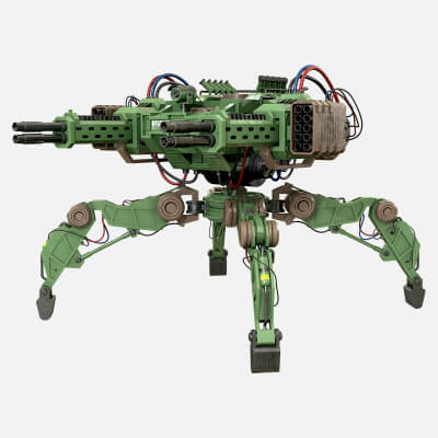 Walking Turret Concept 1 Green - 3D Model by virtual3d