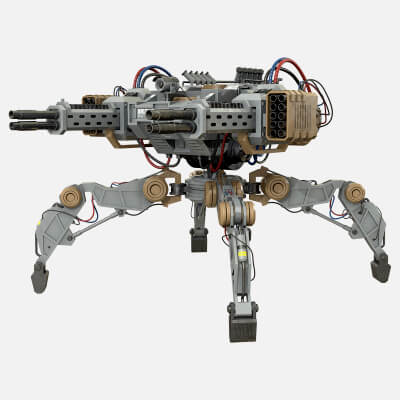 Walking Turret Concept 1 Grey - 3D Model by virtual3d