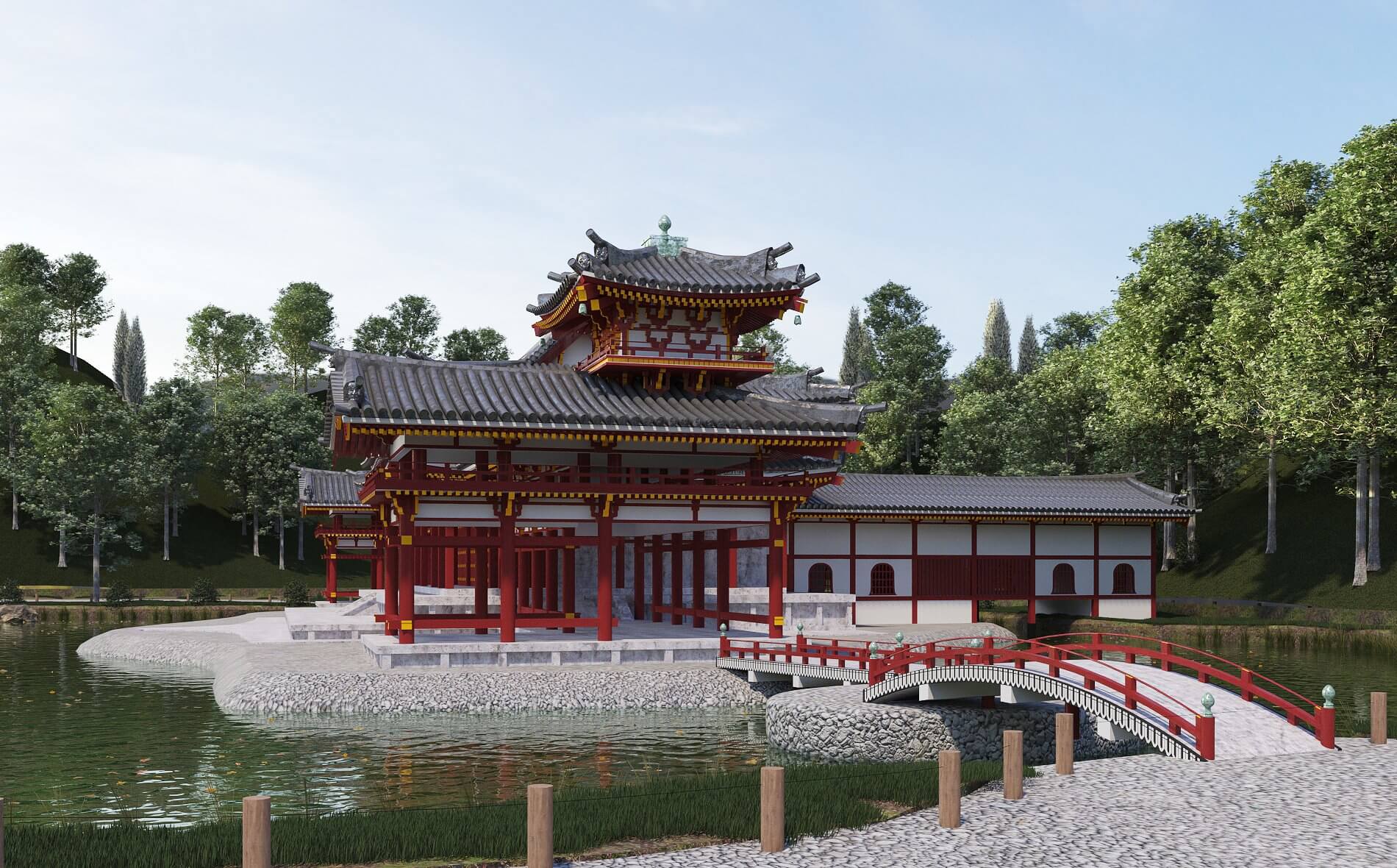 Byodo-In Japanese Temple 3D Model by Visuarch
