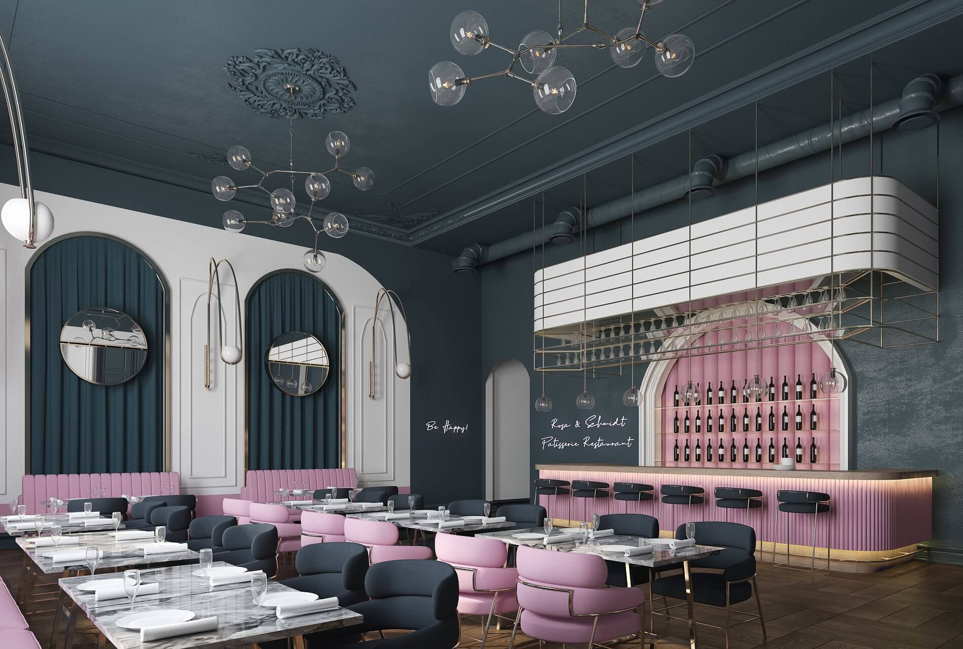 Luxury Glam Restaurant - 3D Model by Visuarch