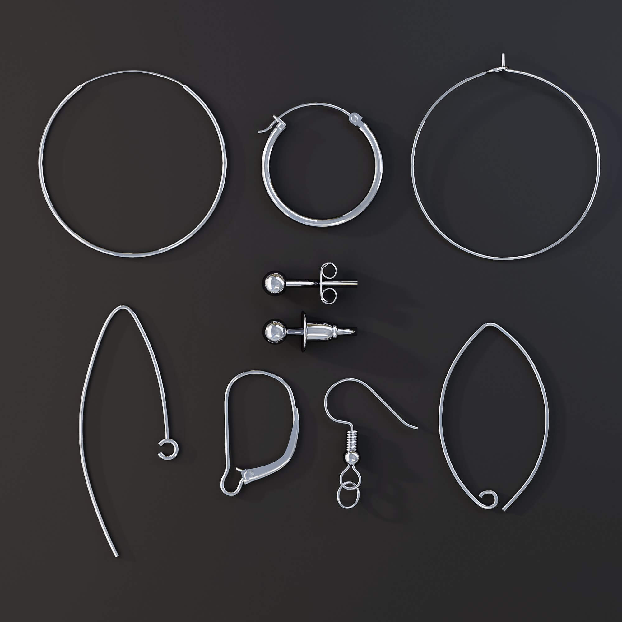 Earring & Jewelry Findings and Hinges - 3D Model by Vitamin