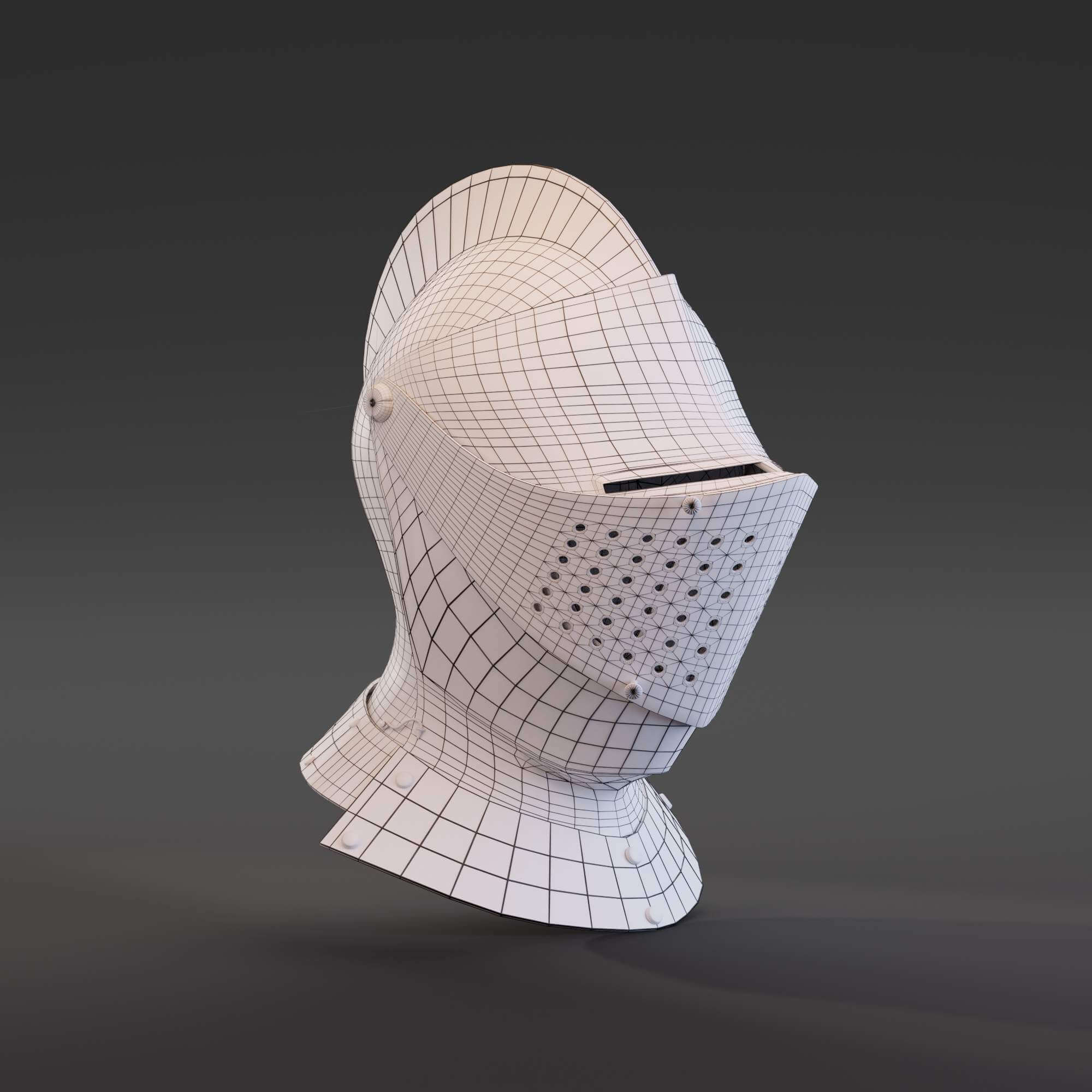 Medieval Knight Armet Helmet with Visor - 3D Model by Vitamin