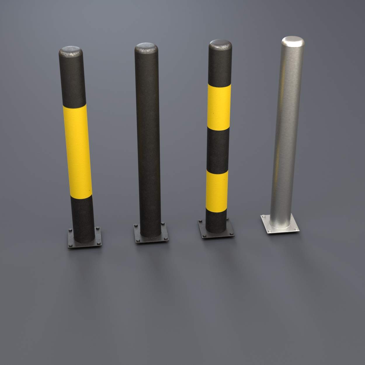 Urban Street Bollards Set - 3D Model by Vitamin