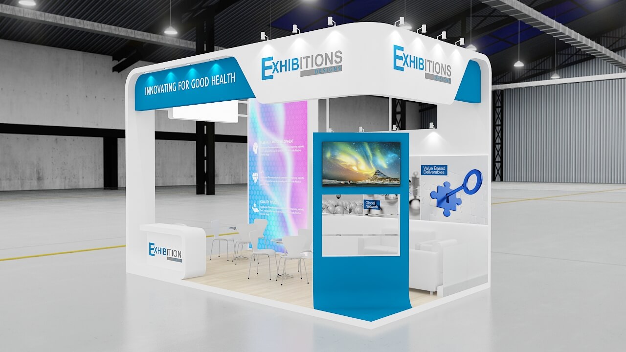 20 Exhibition Stand 3 Side Open - 3D Model by vivekt478