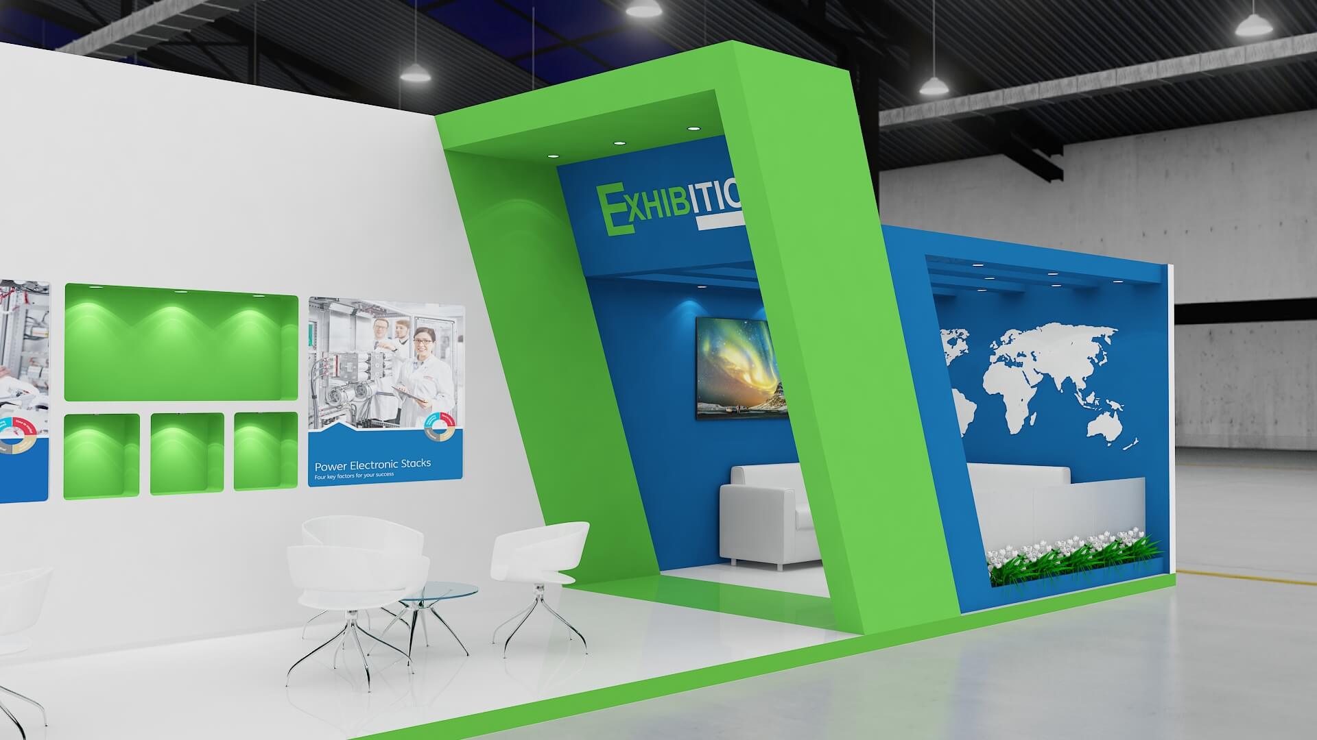 48 Exhibition Stand 2 Side Open - 3D Model by vivekt478