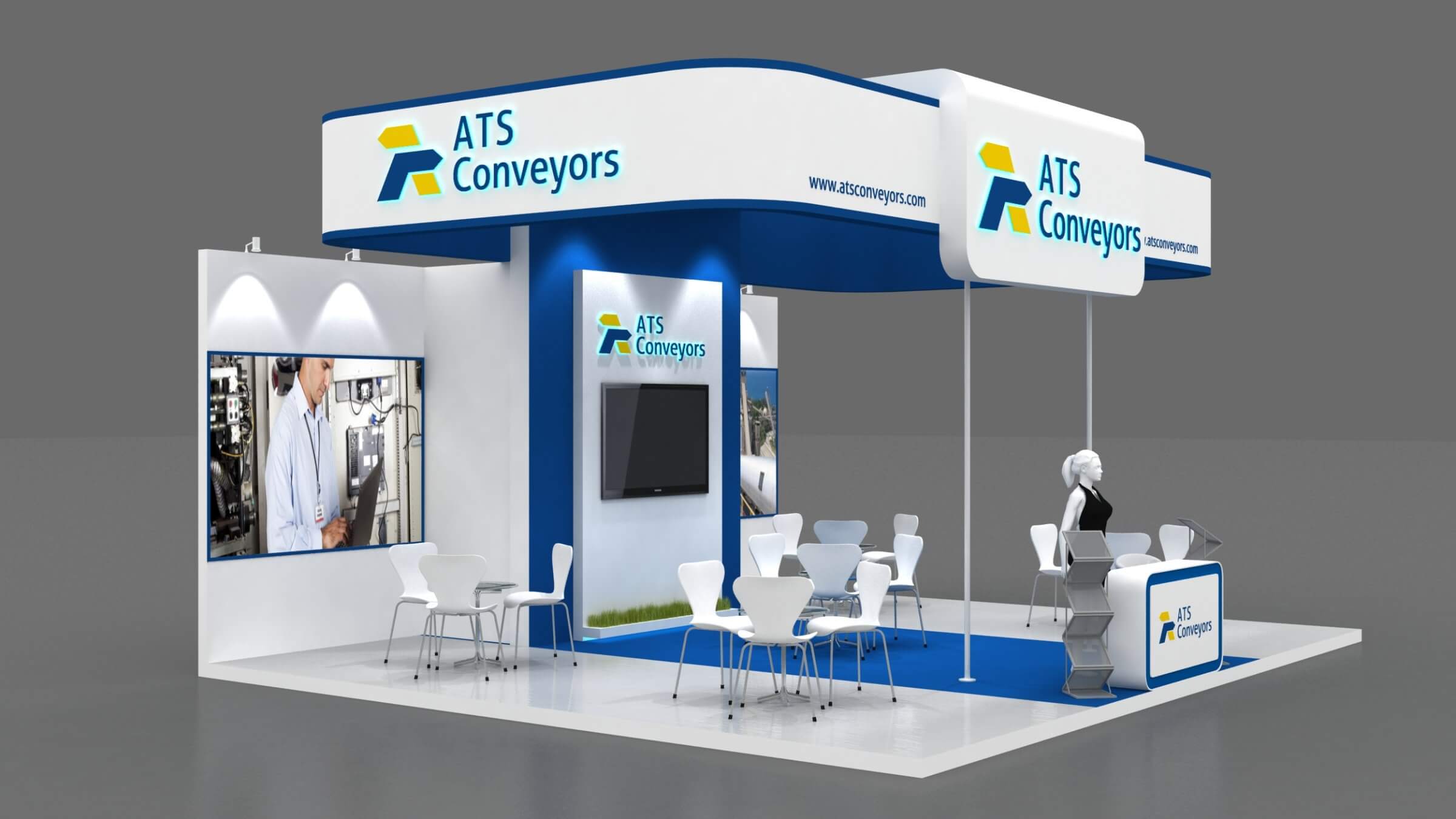 58 Exhibition Stand 3 Side Open - 3D Model by vivekt478