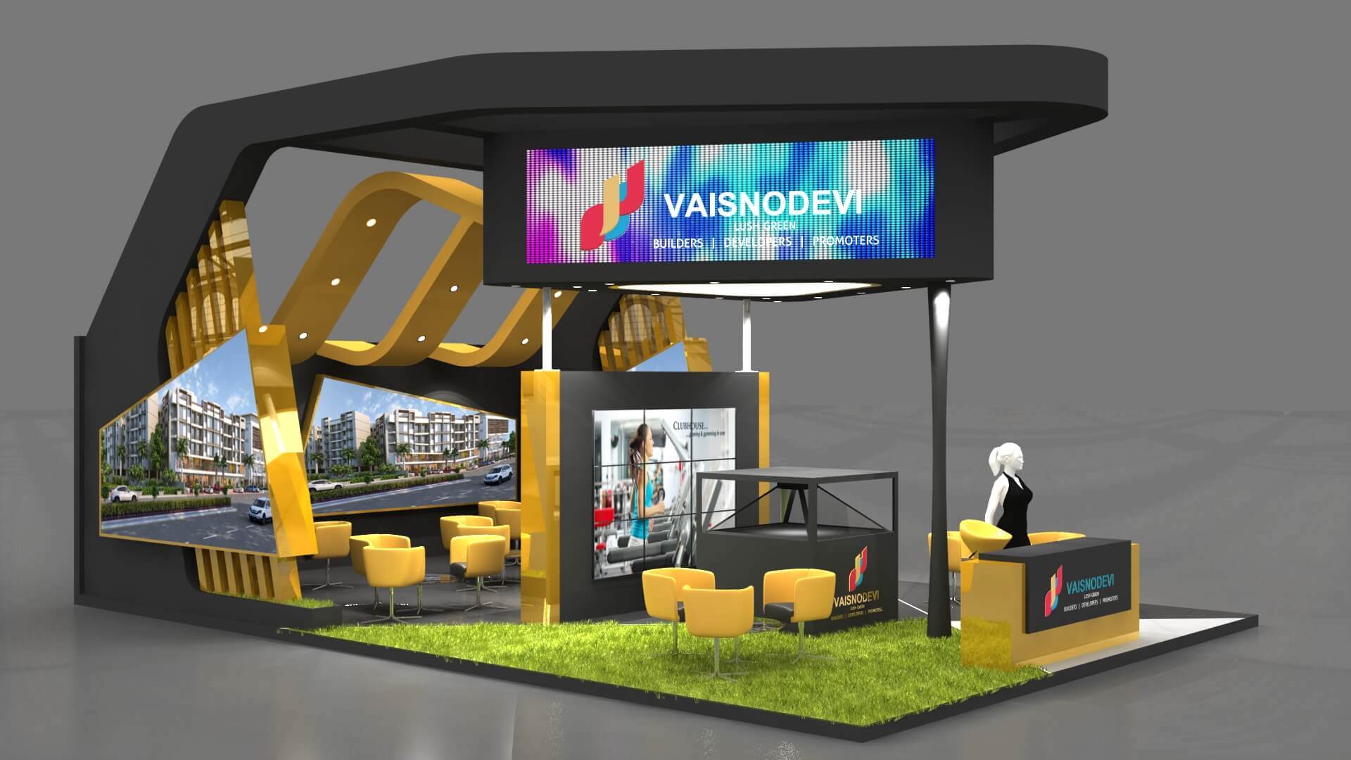 70 Exhibition Stand 3 Side Open - 3D Model by vivekt478