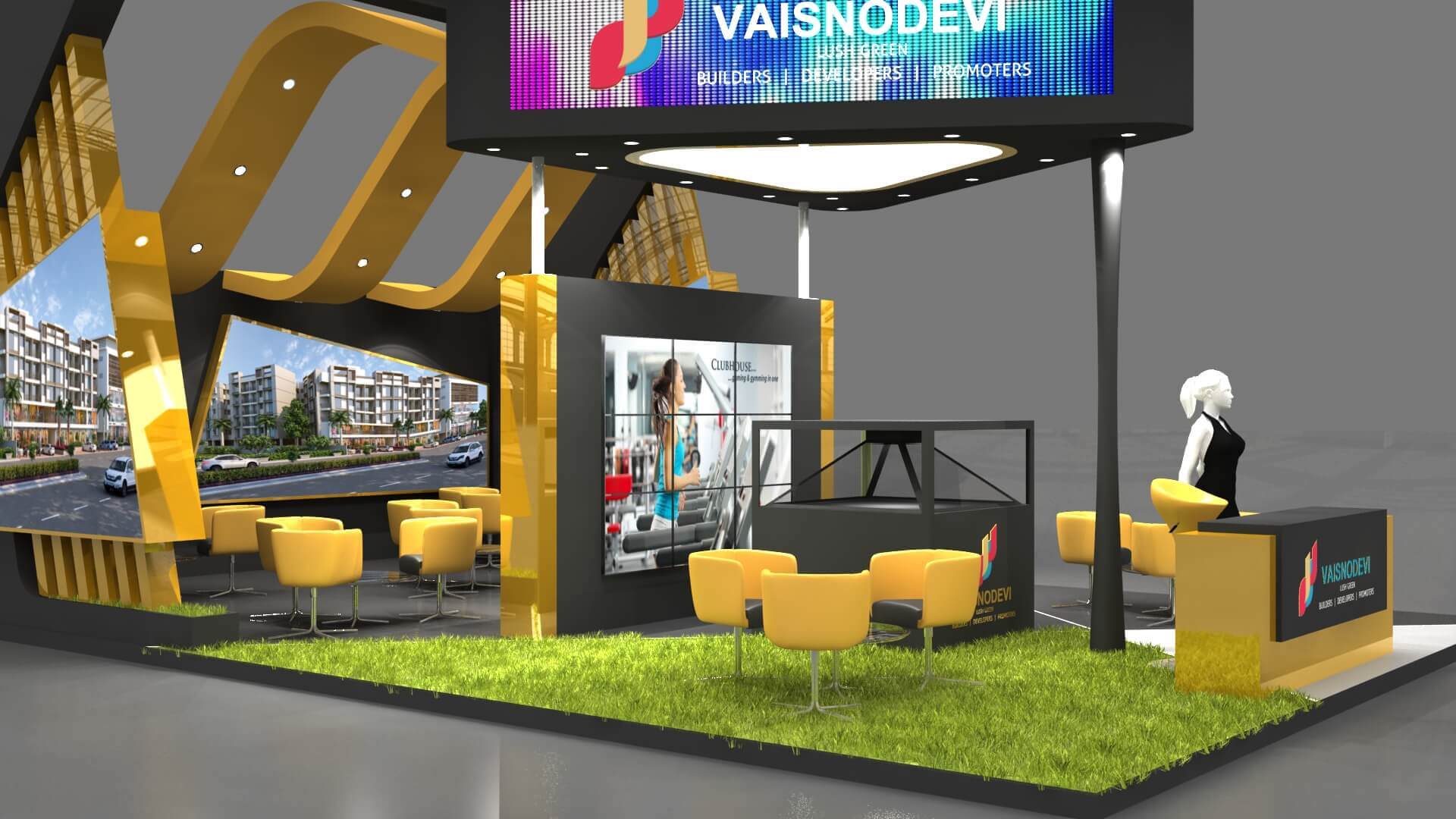 70 Exhibition Stand 3 Side Open - 3D Model by vivekt478