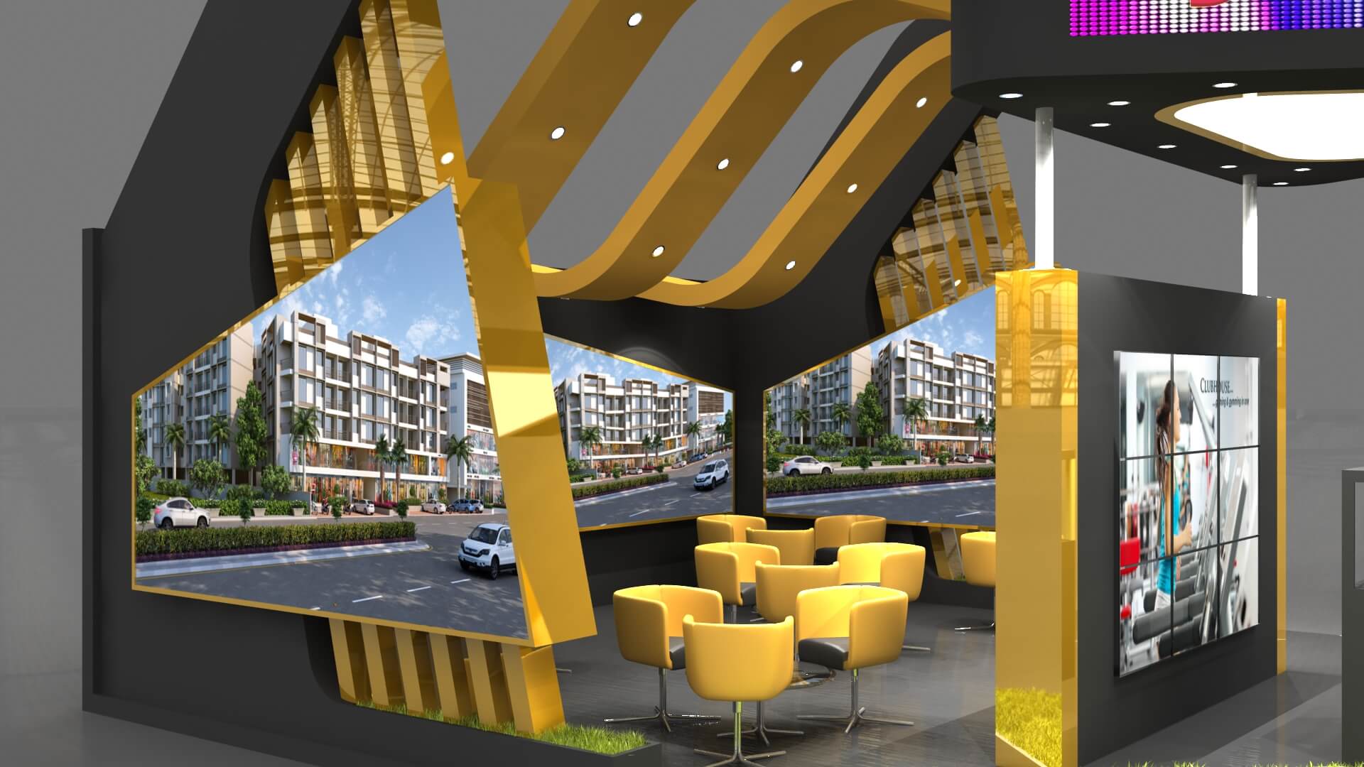 70 Exhibition Stand 3 Side Open - 3D Model by vivekt478