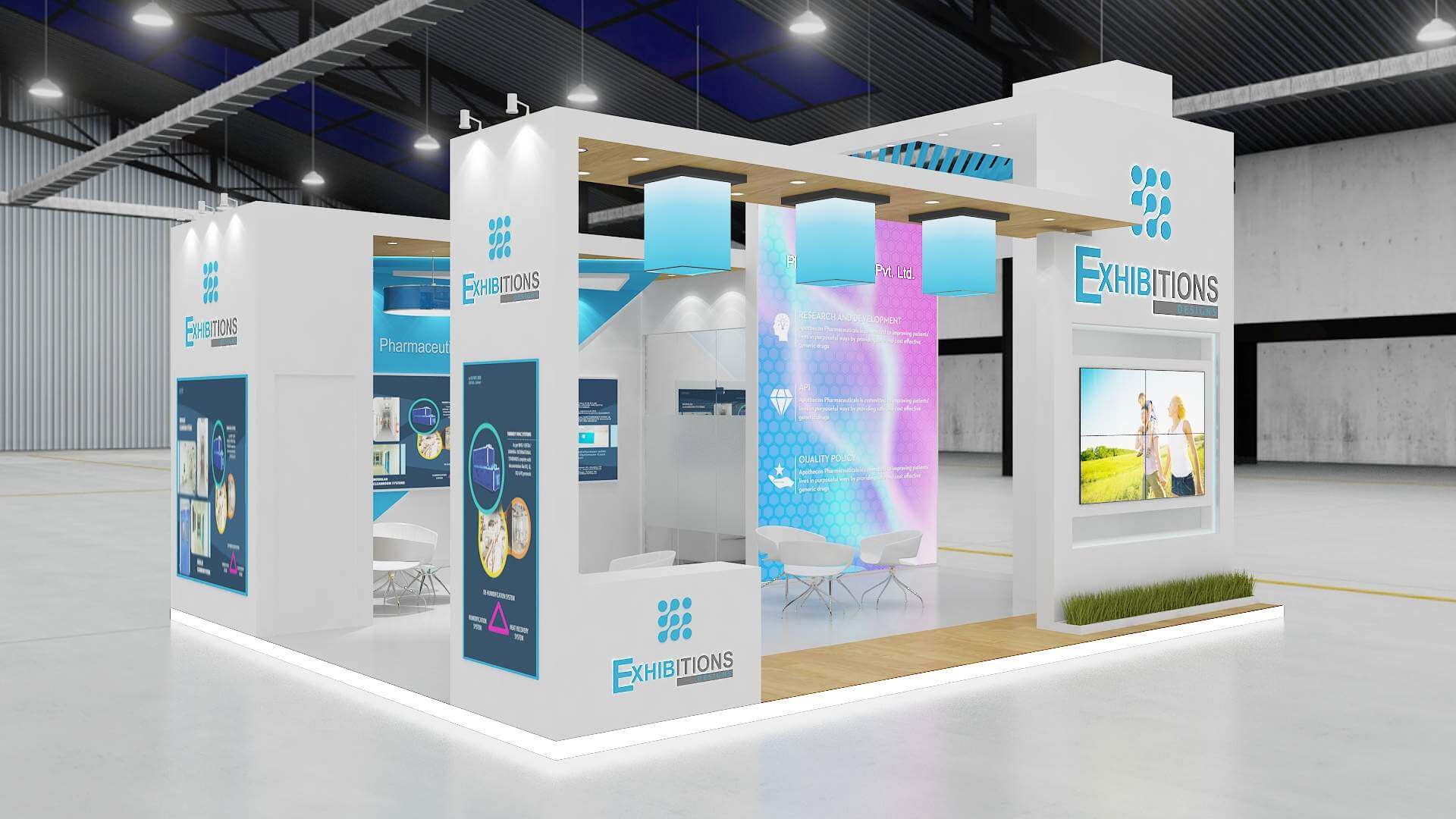 Exhibition Stall 3 Side Open - 3D Model by vivekt478