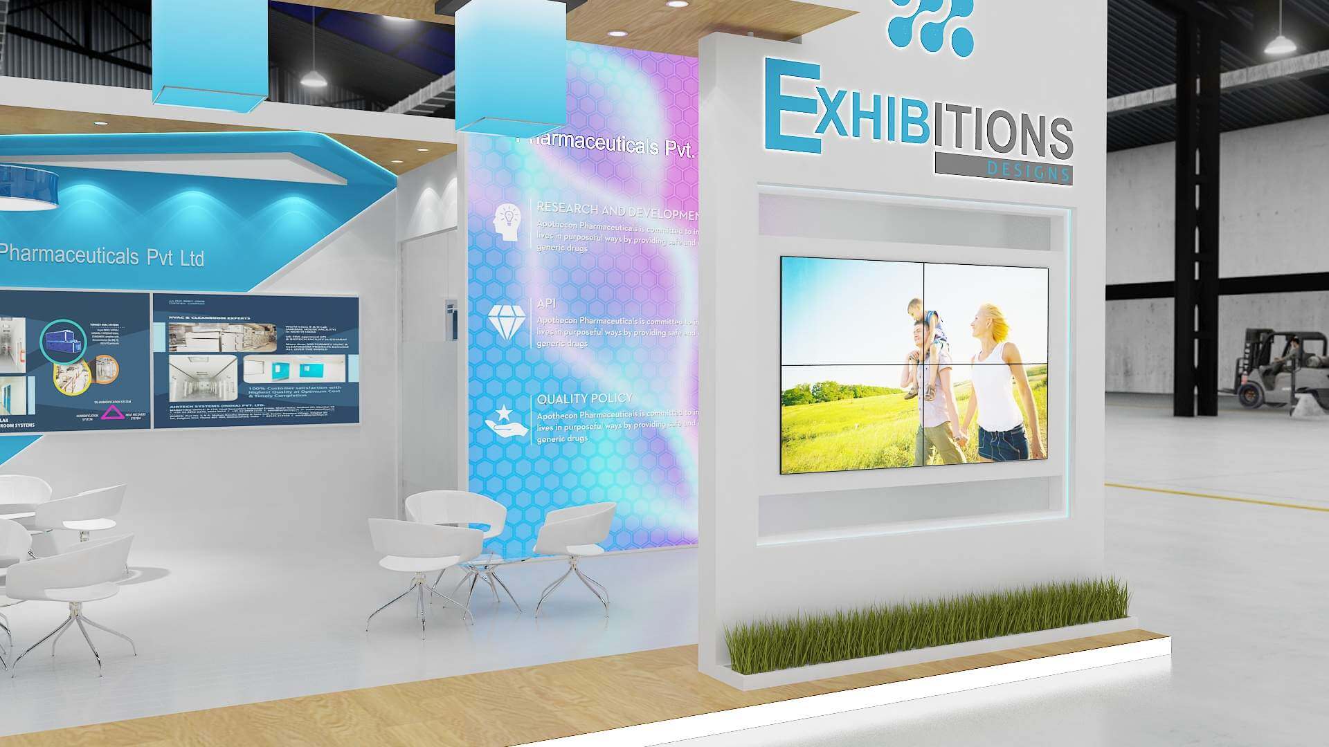 Exhibition Stall 3 Side Open - 3D Model by vivekt478