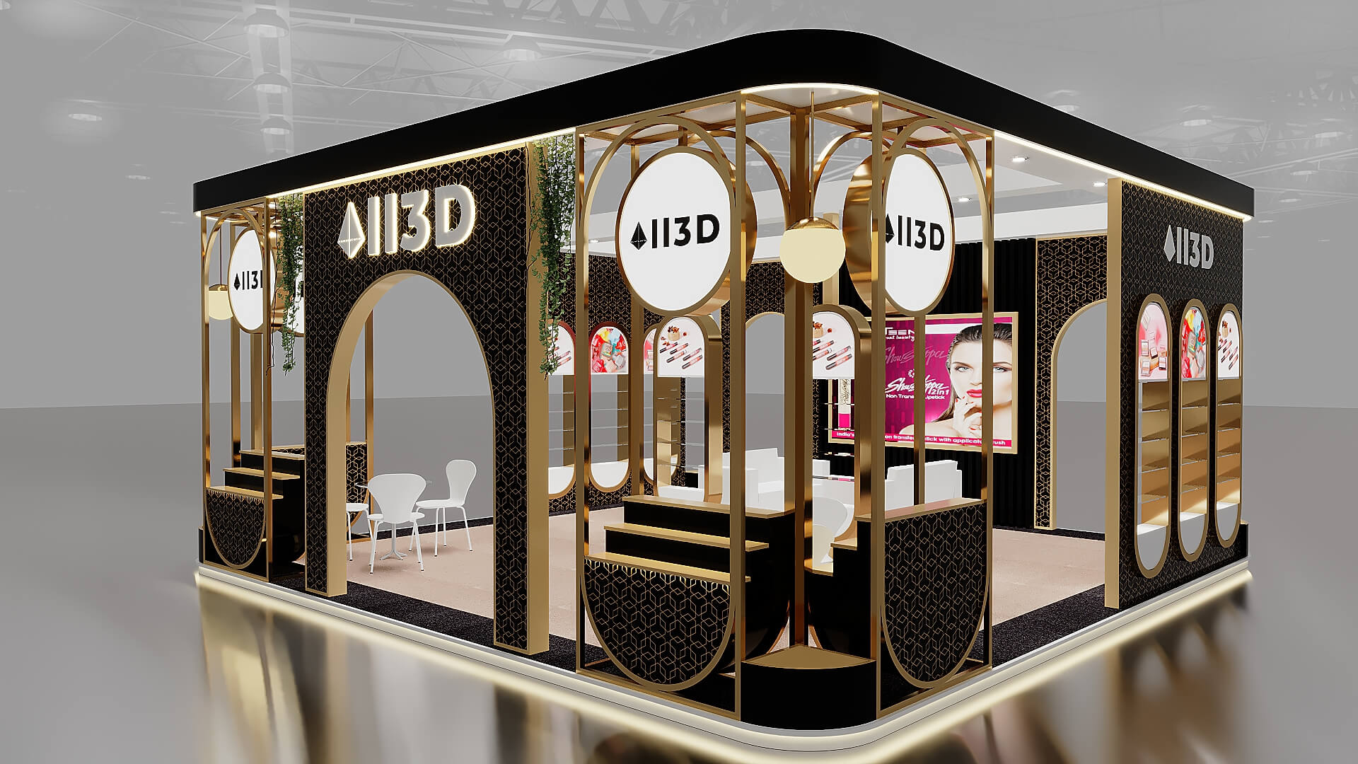 Exhibition Stall 7X7 4 Side Open Beauty and Cosmetics - 3D Model by ...