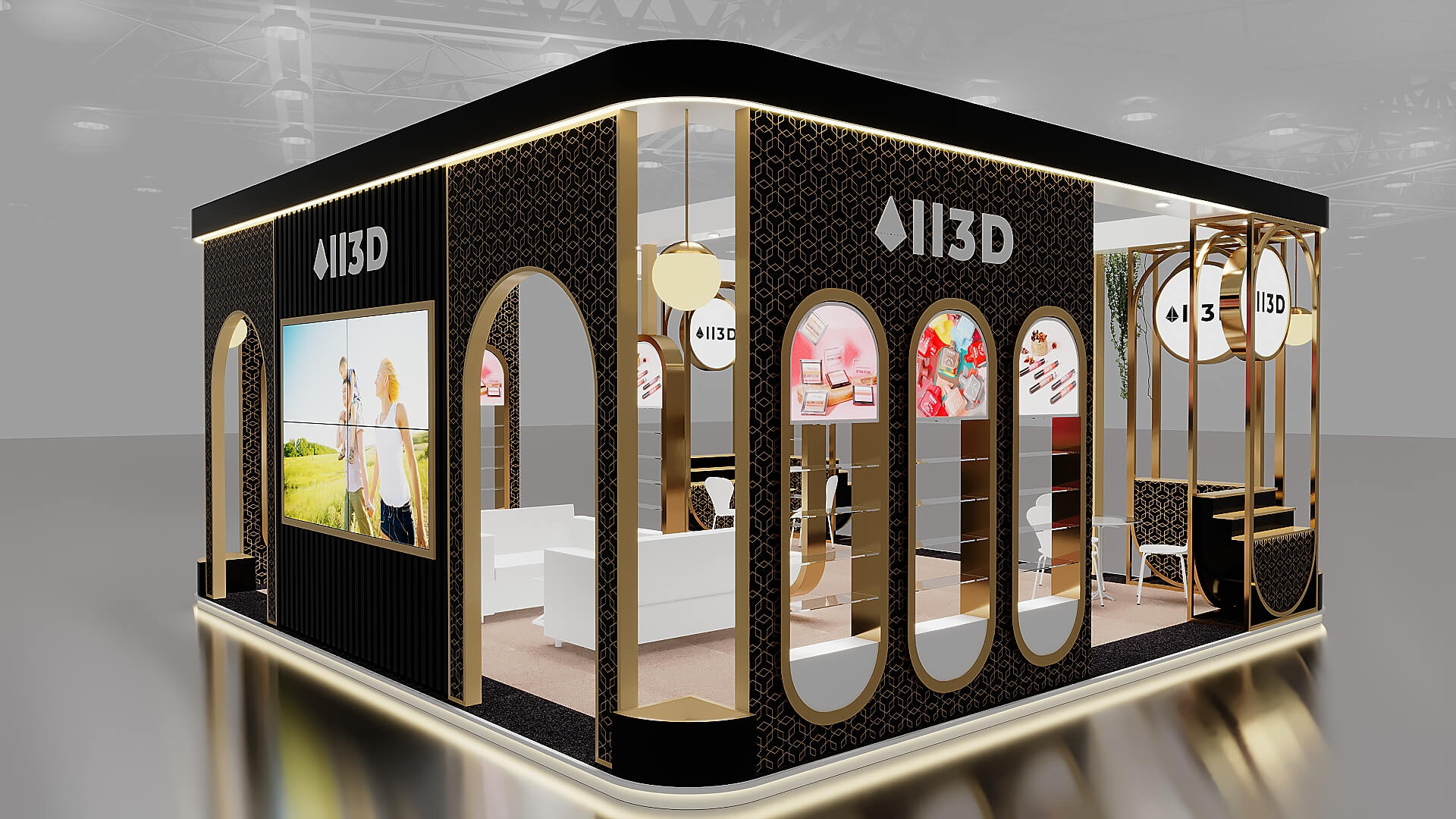 Exhibition Stall 7X7 4 Side Open Beauty and Cosmetics - 3D Model by ...