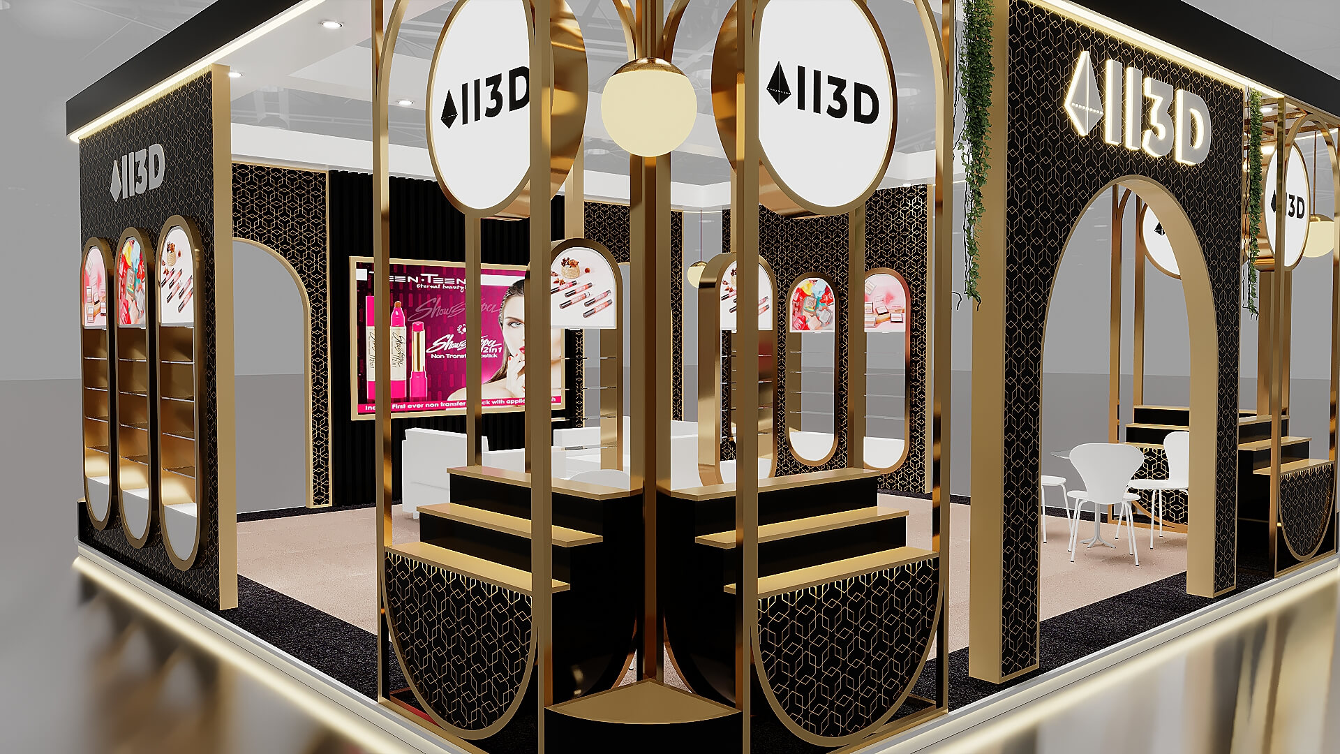 Exhibition Stall 7X7 4 Side Open Beauty and Cosmetics - 3D Model by ...