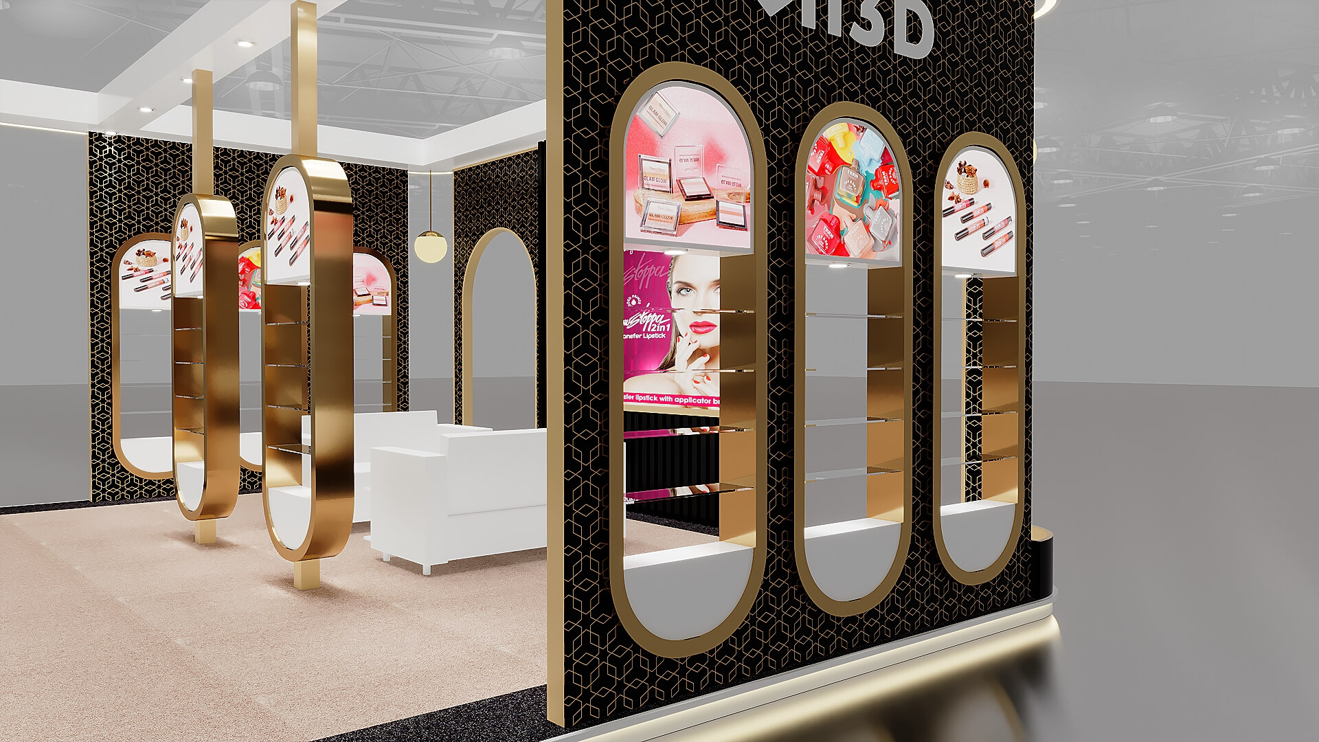 Exhibition Stall 7X7 4 Side Open Beauty and Cosmetics - 3D Model by ...