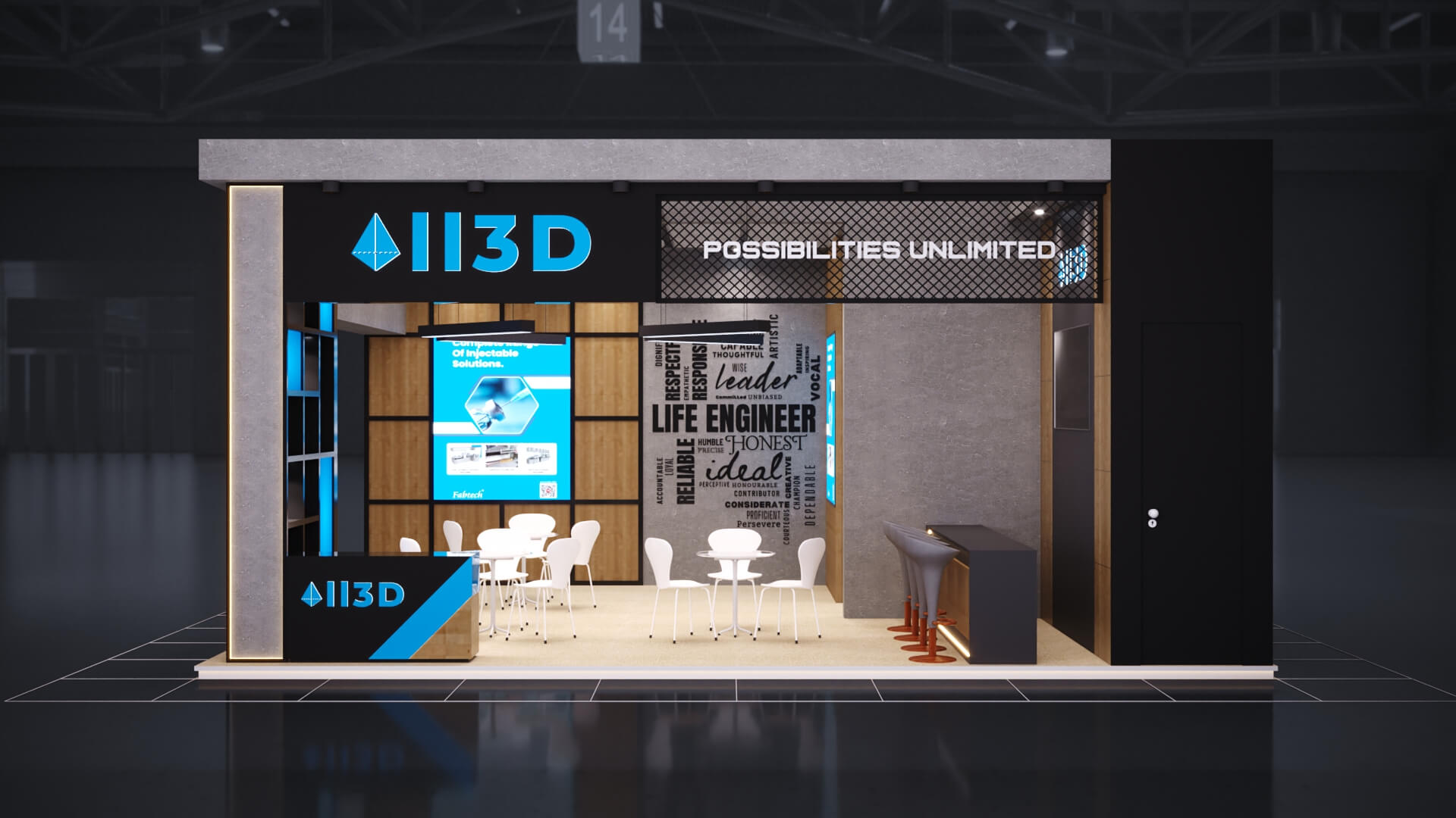 Exhibition Stall 8X6 3 Side Open - 3D Model by vivekt478