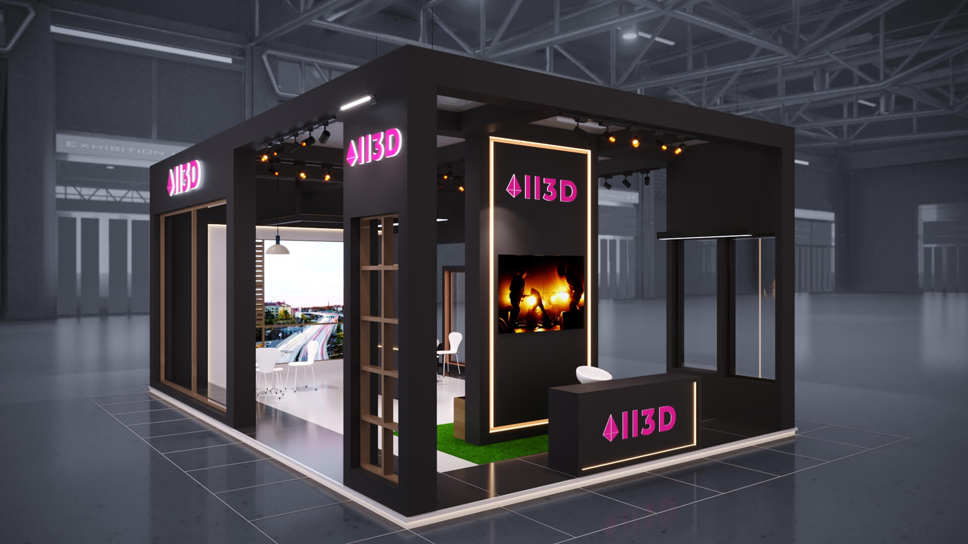 Exhibition Stall 9X6 3 Side Open 3D Model by vivekt478
