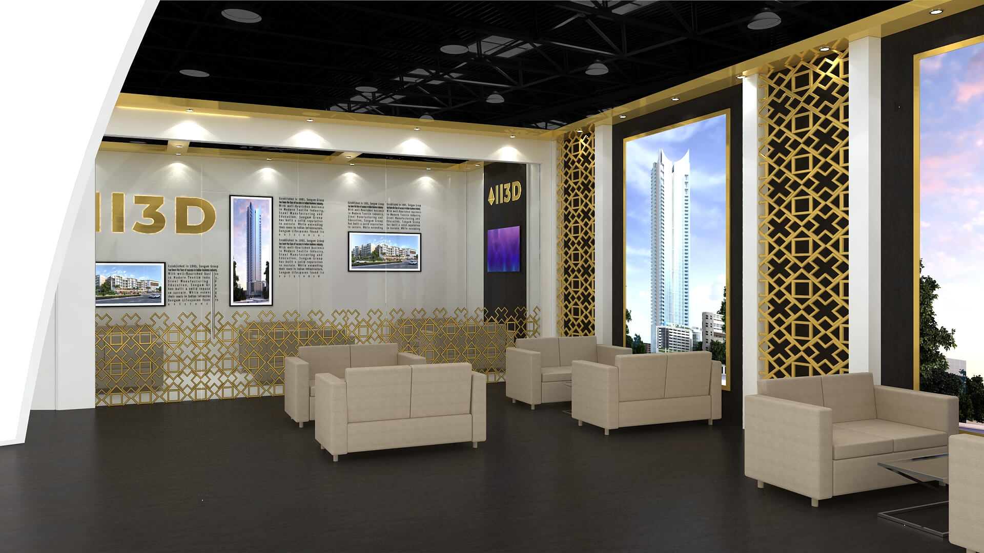 Exhibition Stall One Side Open 24X9 - 3D Model by vivekt478