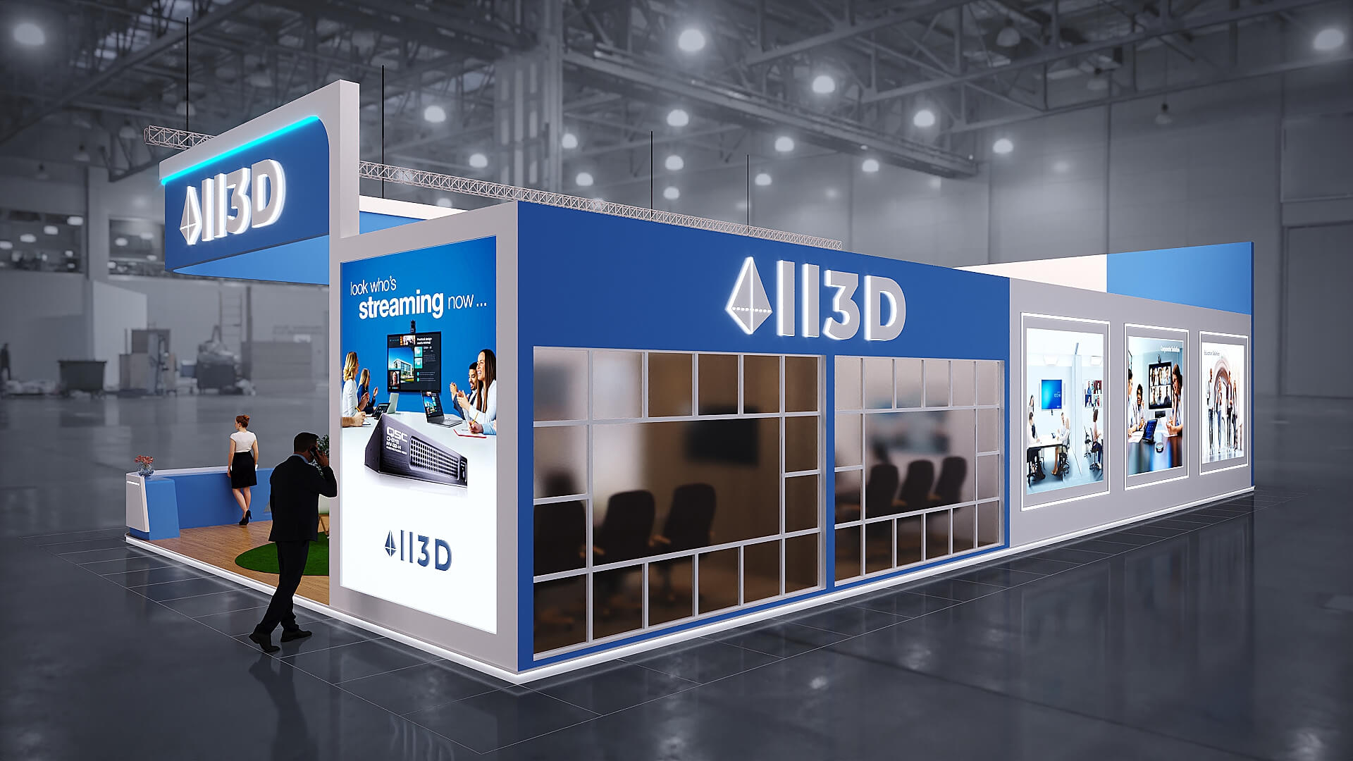 Exhibition Stand 3 Side Open 19X10 - 3D Model by vivekt478