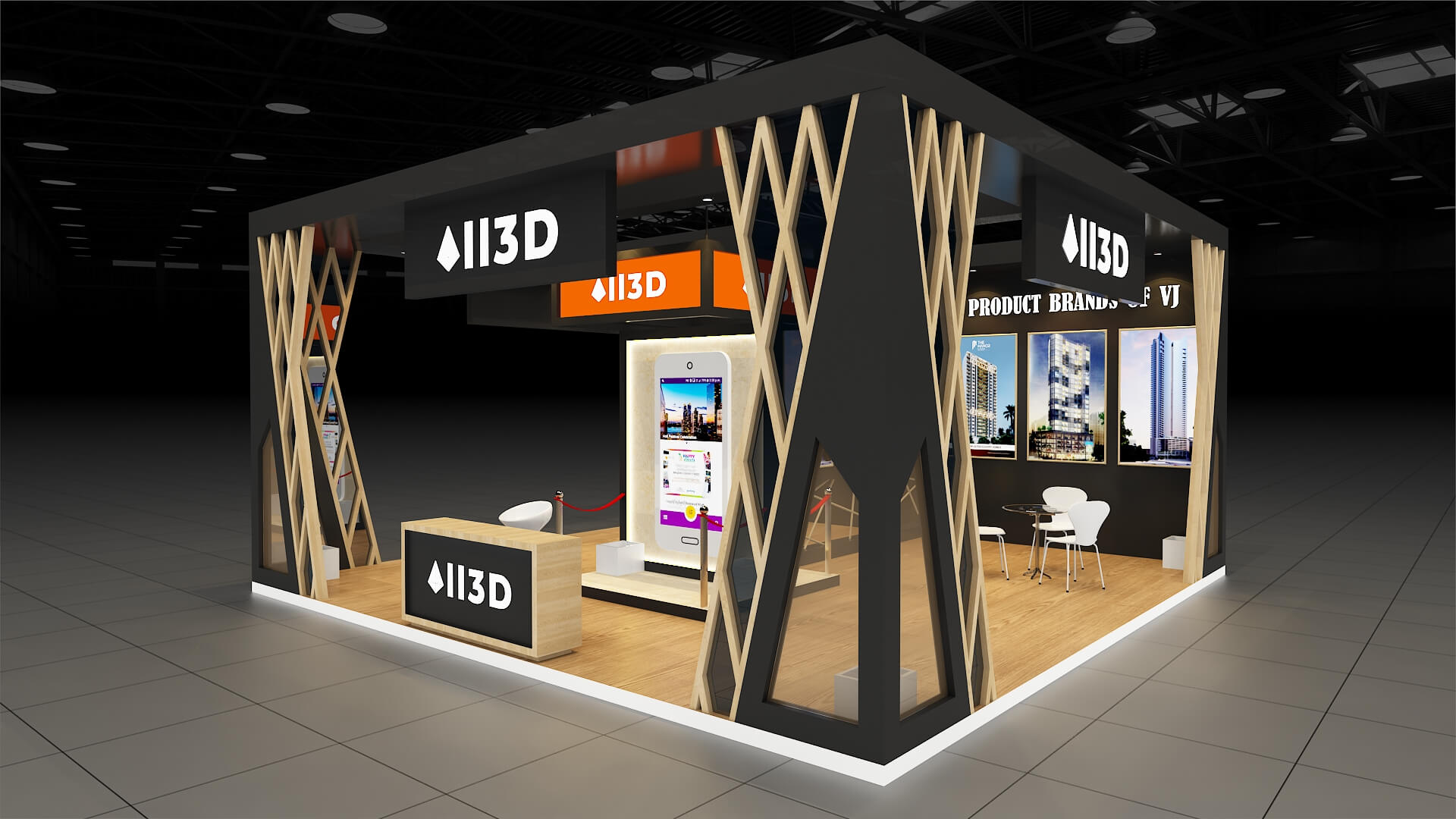 Exhibition Stand Three Side Open 7X7 - 3D Model by vivekt478