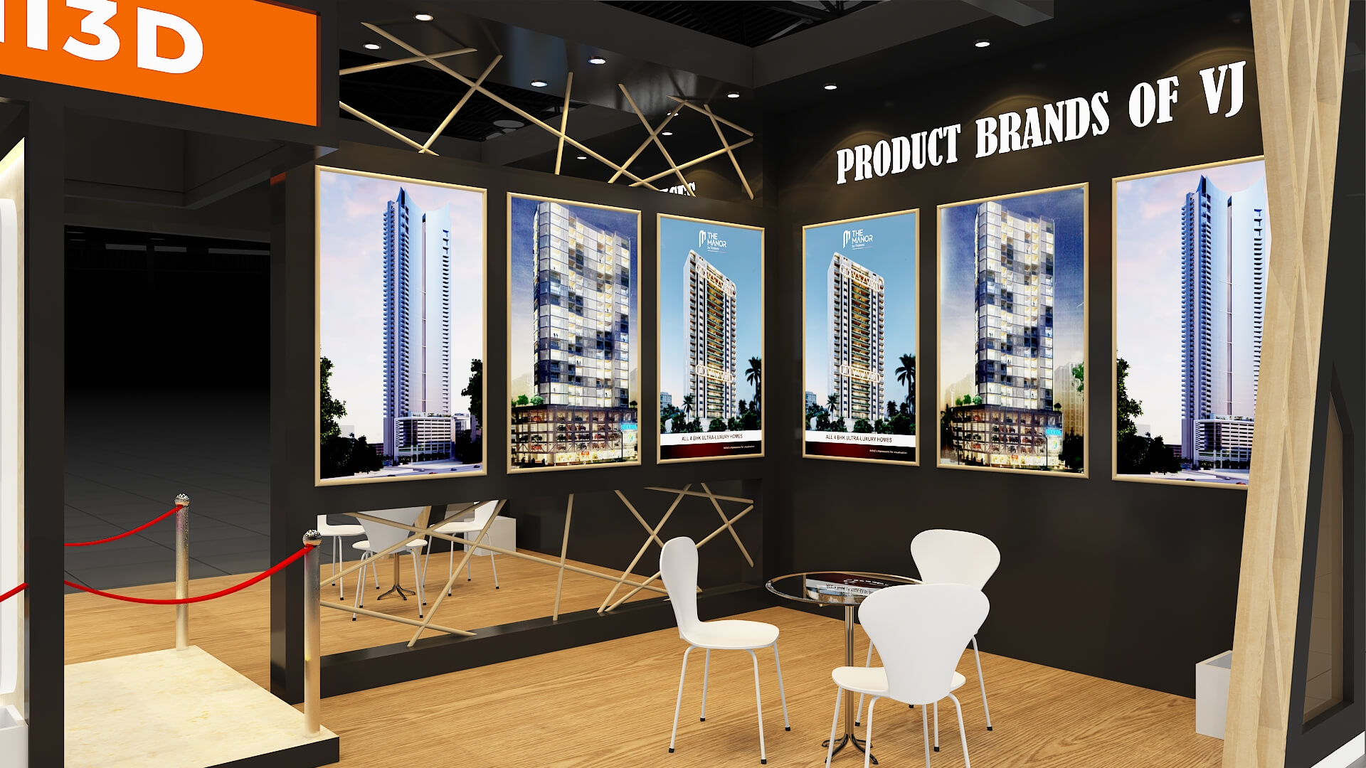 Exhibition Stand Three Side Open 7X7 - 3D Model by vivekt478