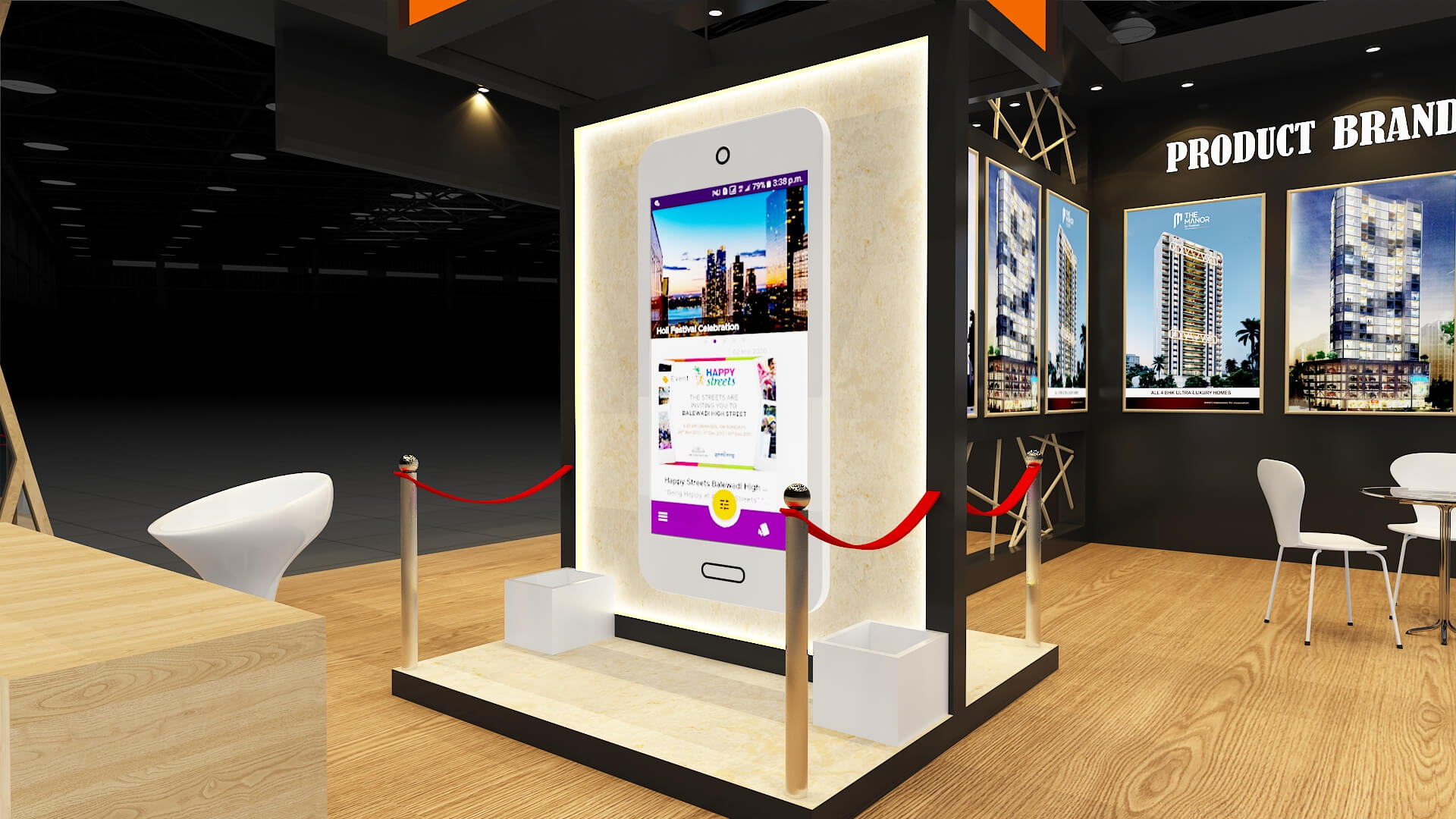 Exhibition Stand Three Side Open 7X7 - 3D Model by vivekt478