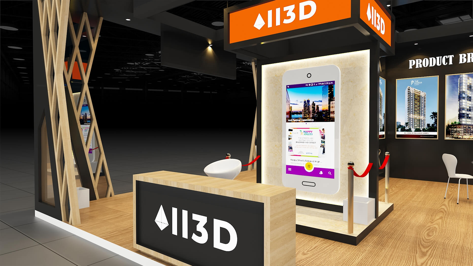 Exhibition Stand Three Side Open 7X7 - 3D Model by vivekt478