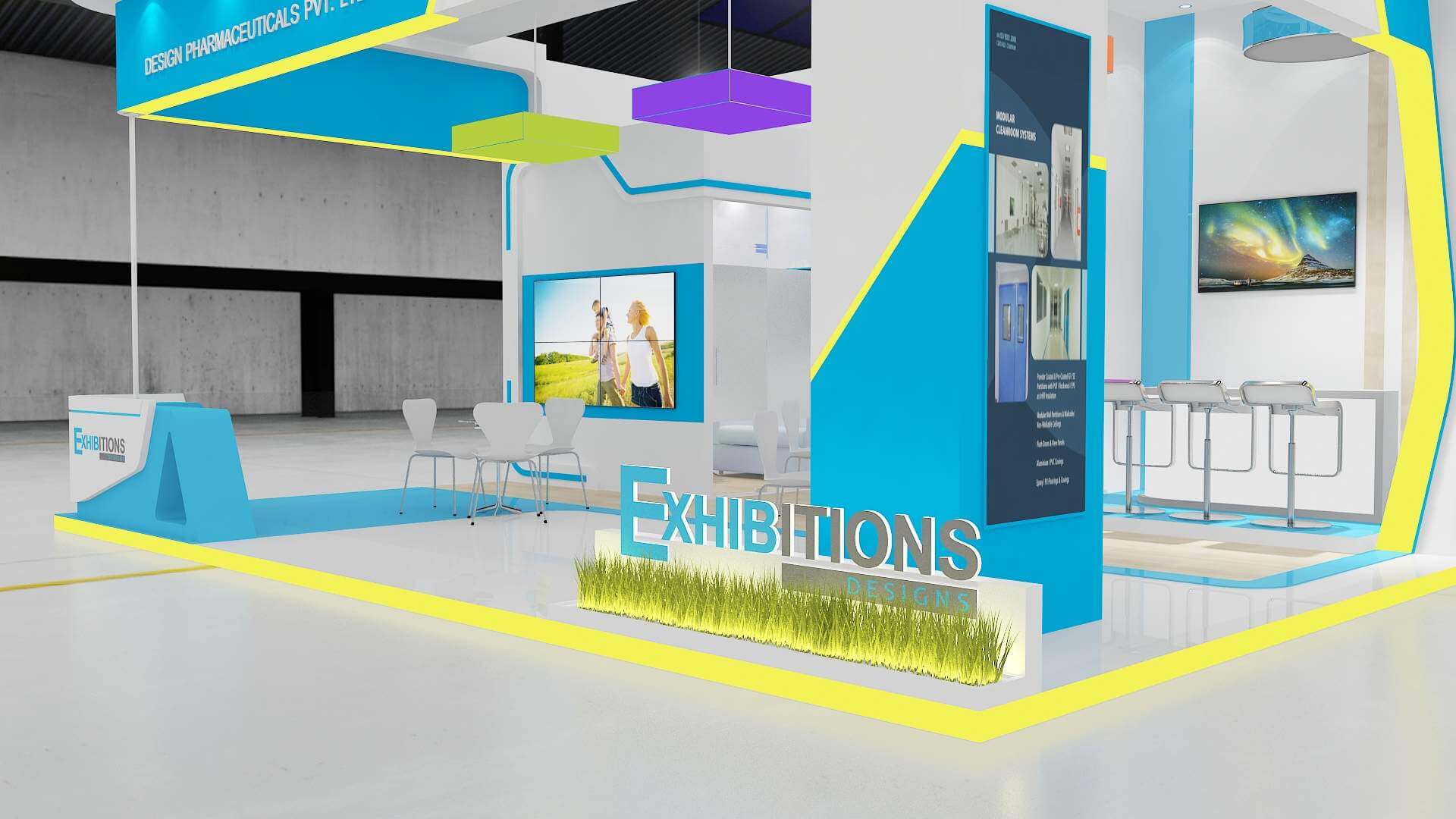 Exhibition Stand 3 Side Open - 3D Model by vivekt478