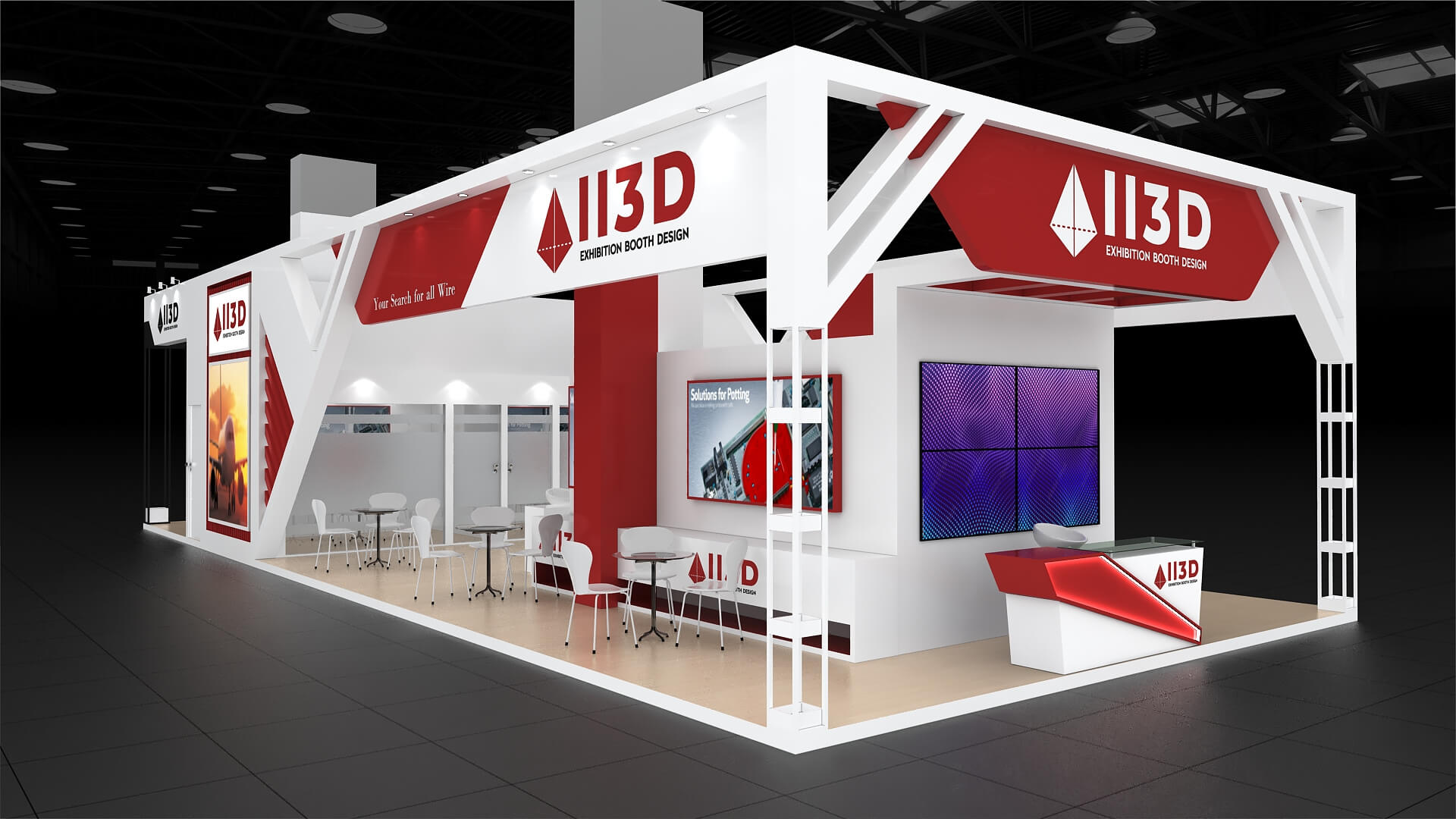 Exhibition Stand Stall Four Side Open 17X6 - 3D Model by vivekt478