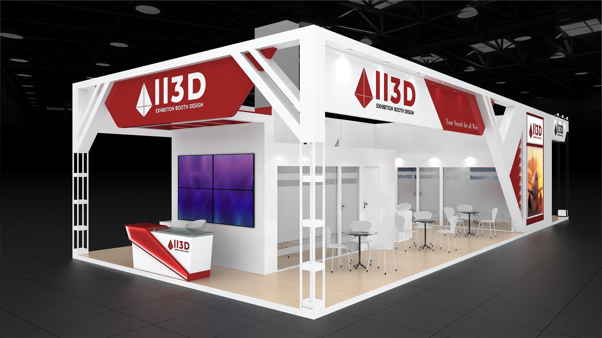 Exhibition Stand Stall Four Side Open 17X6 - 3D Model by vivekt478