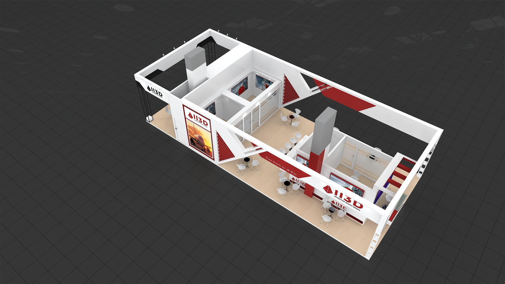 Exhibition Stand Stall Four Side Open 17X6 - 3D Model by vivekt478