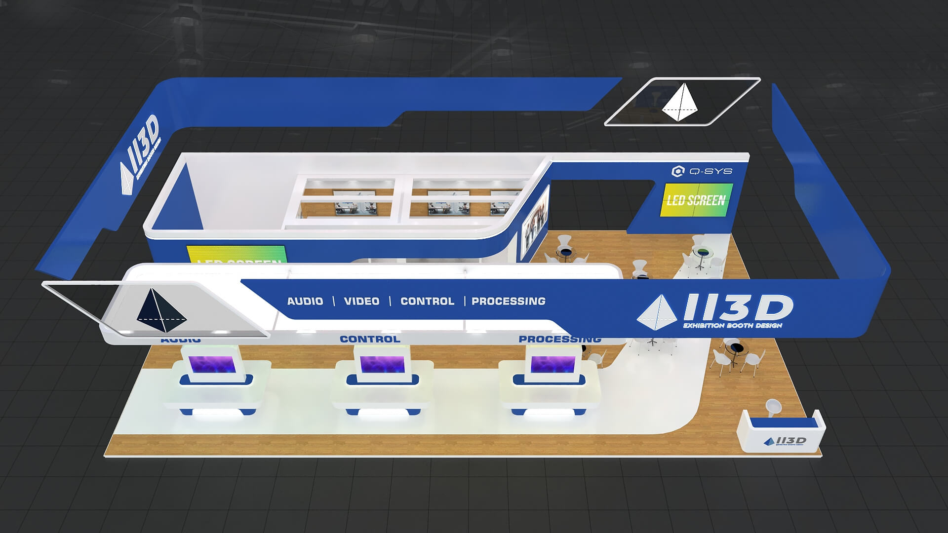 Exhibition Stand Stall Four Side Open 19X10 - 3D Model by vivekt478