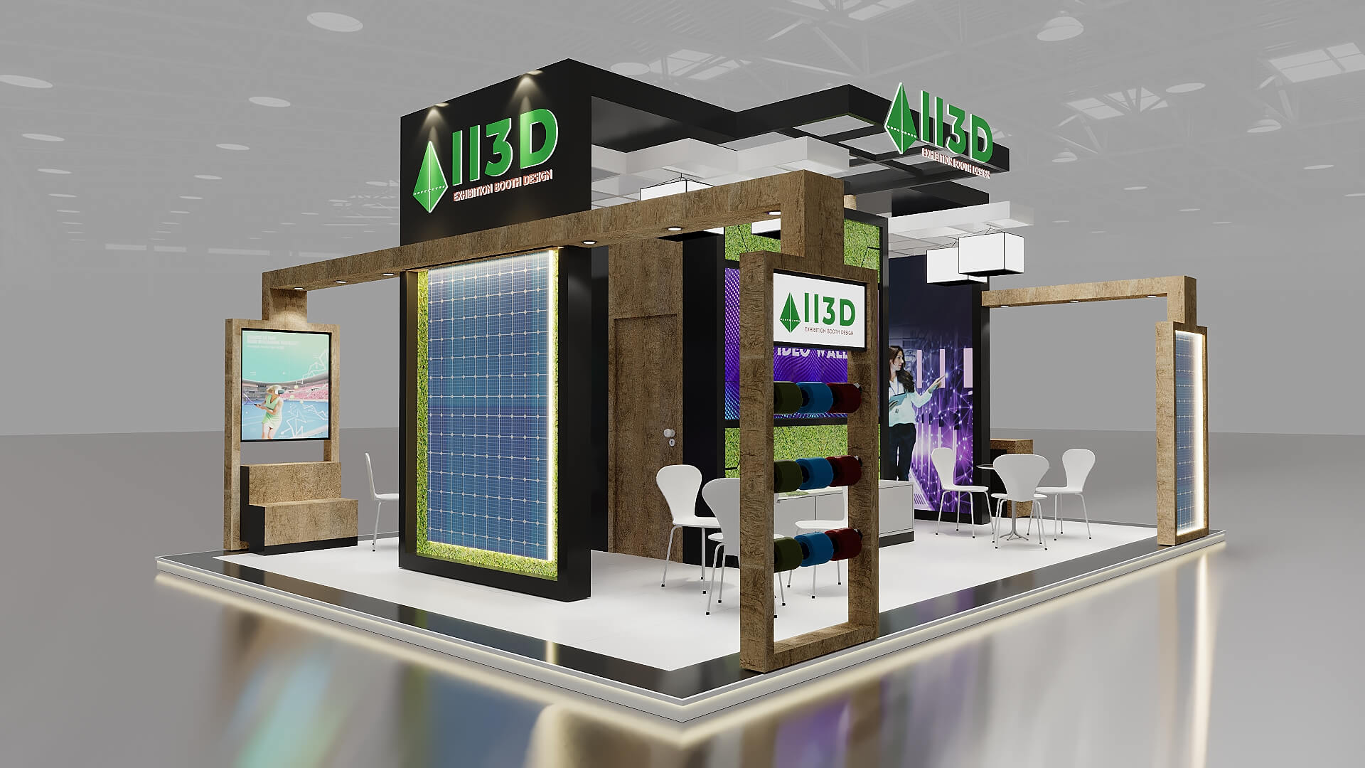 Exhibition Stand Stall Four Side Open 8X9 - 3D Model by vivekt478