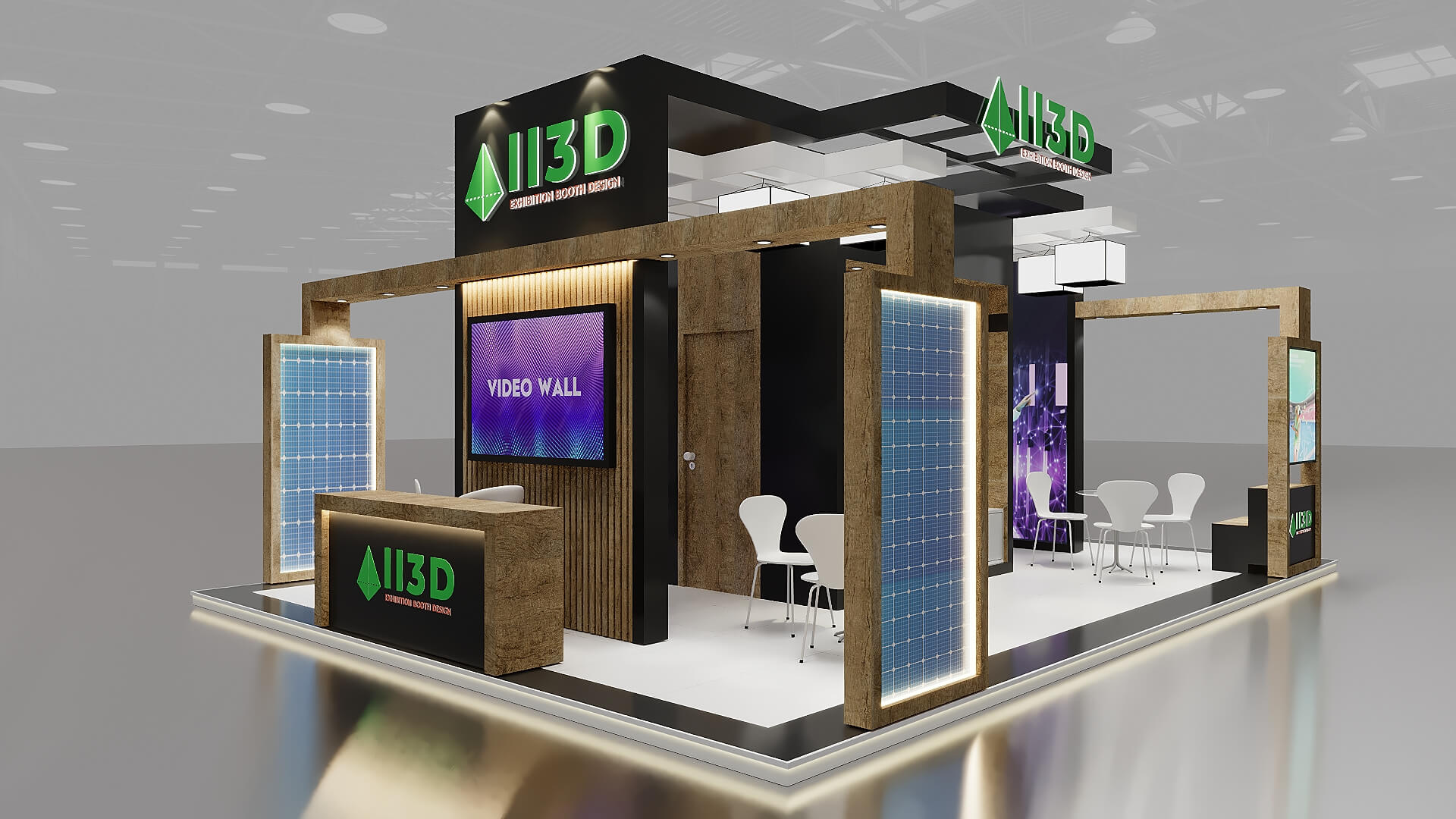 Exhibition Stand Stall Four Side Open 8X9 - 3D Model by vivekt478