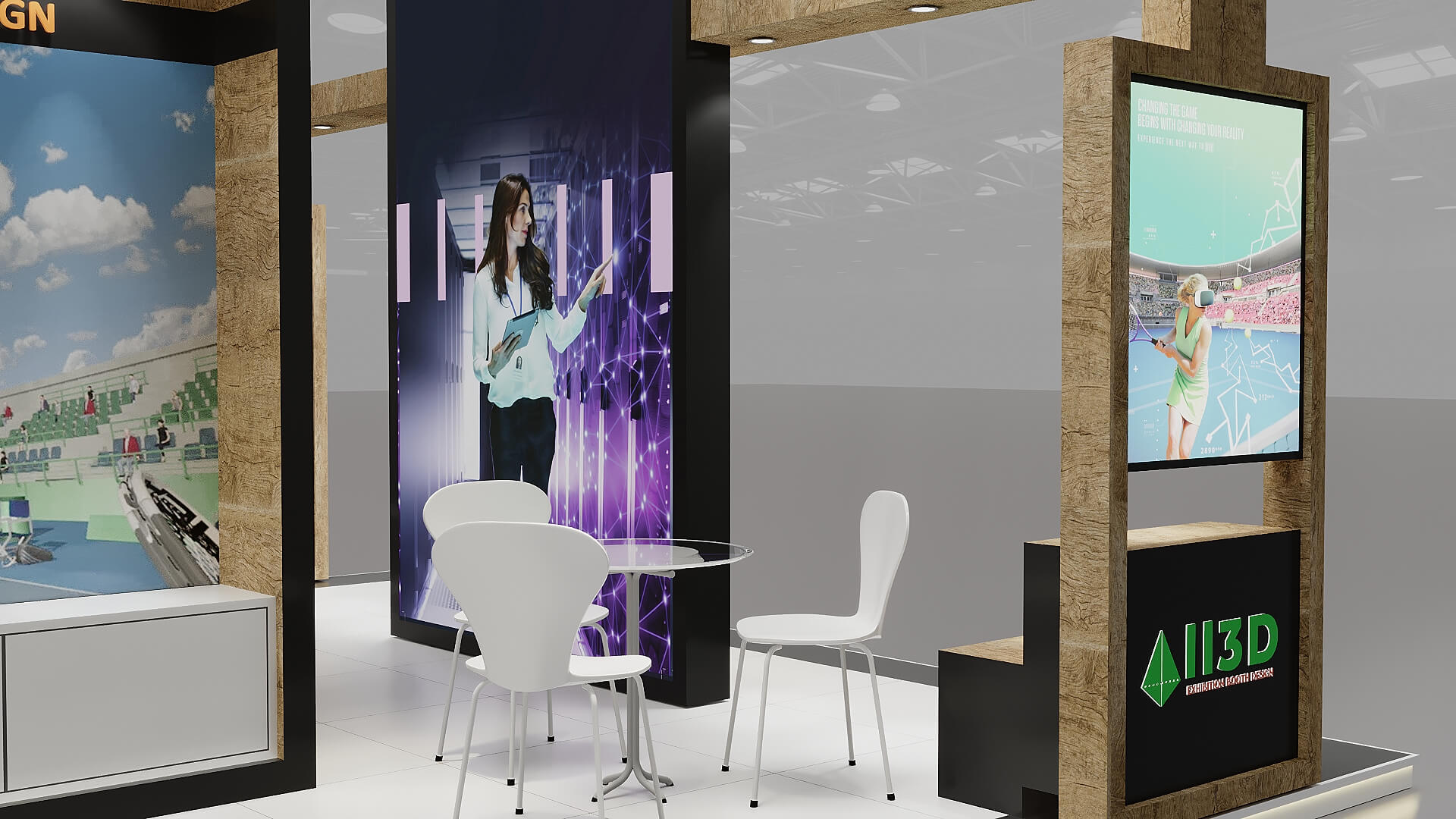 Exhibition Stand Stall Four Side Open 8X9 - 3D Model by vivekt478