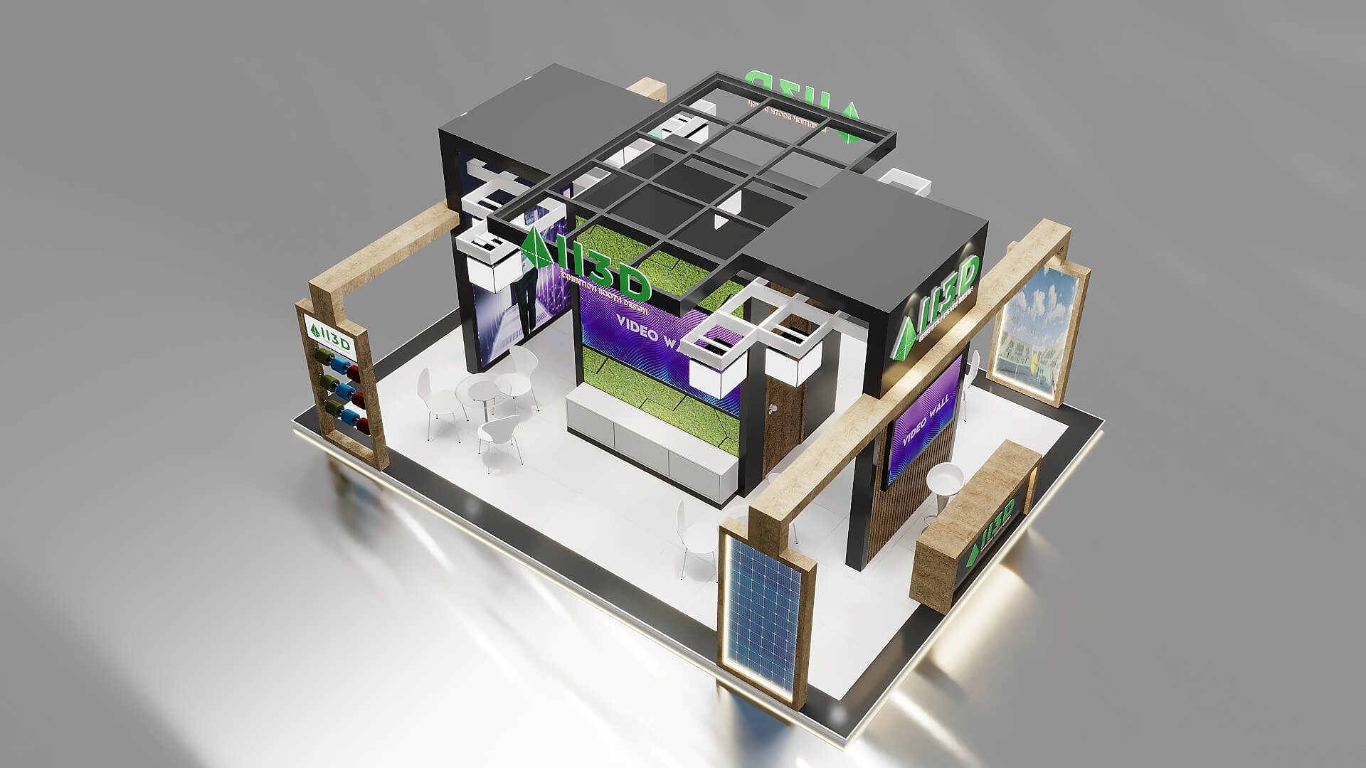 Exhibition Stand Stall Four Side Open 8X9 - 3D Model by vivekt478