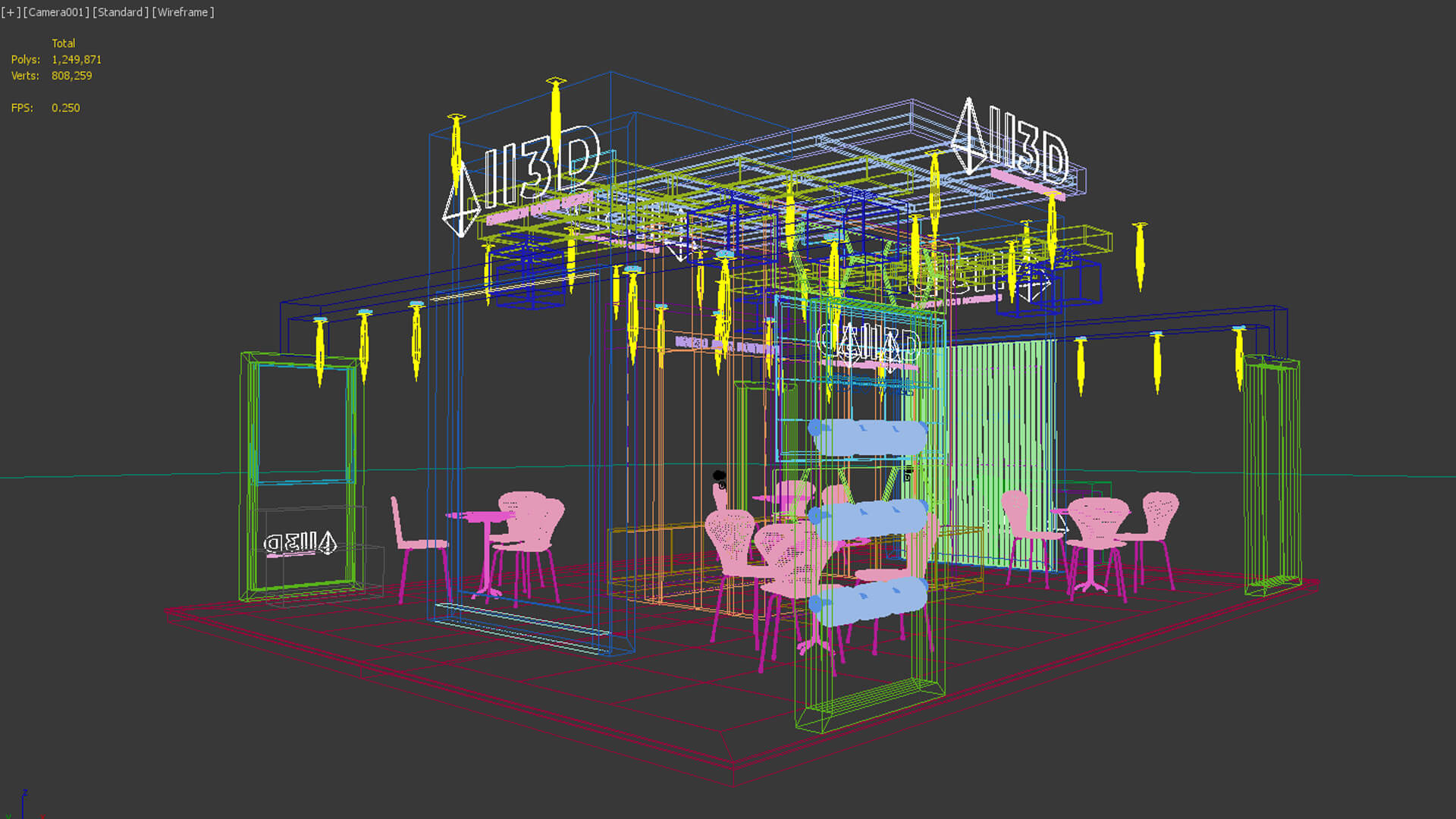 Exhibition Stand Stall Four Side Open 8X9 - 3D Model by vivekt478
