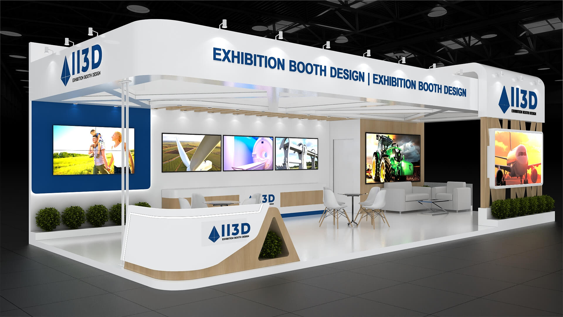 Exhibition Stand Stall Three Side Open 11X5 - 3D Model by vivekt478