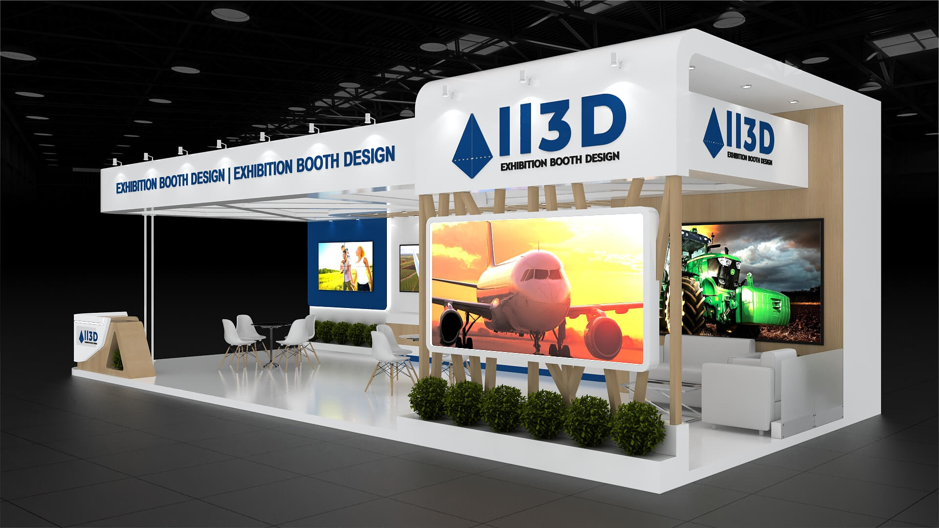 Exhibition Stand Stall Three Side Open 11X5 - 3D Model by vivekt478