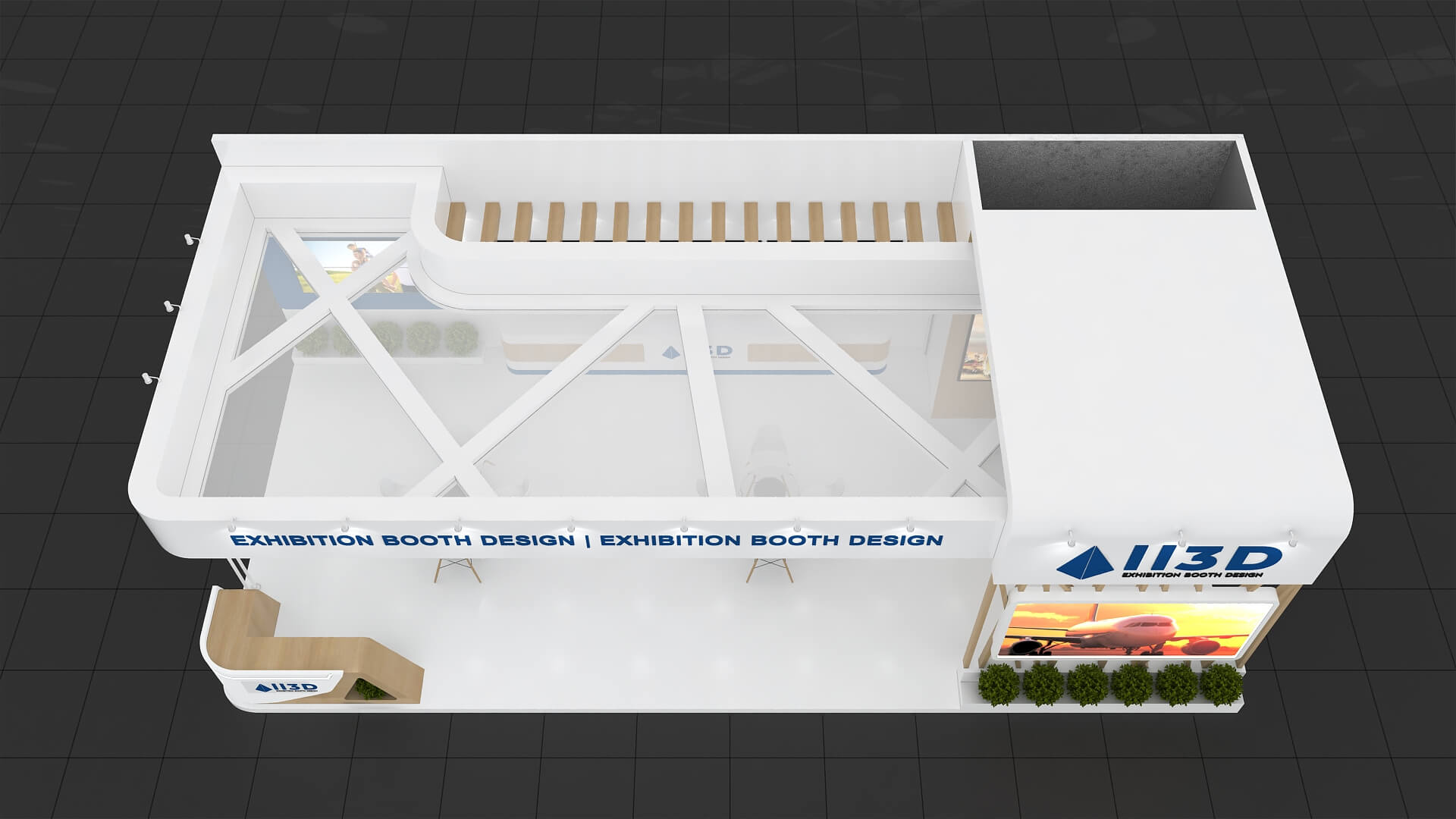 Exhibition Stand Stall Three Side Open 11X5 - 3D Model by vivekt478