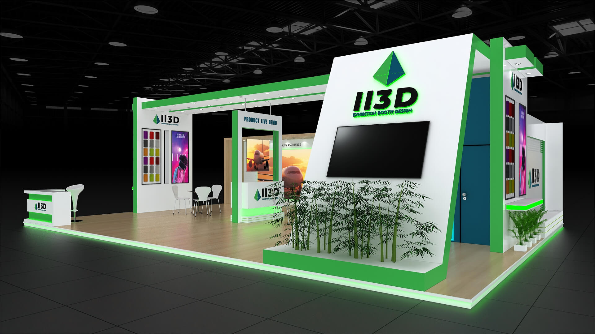 Exhibition Stand Stall Three Side Open 11X7 - 3D Model by vivekt478