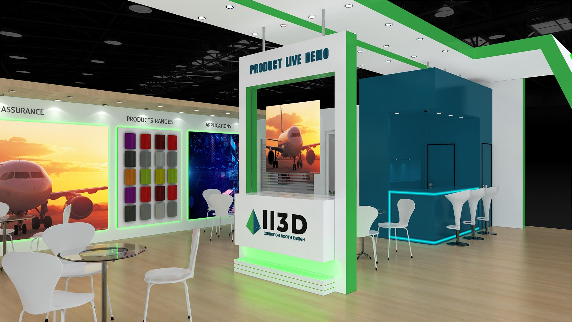 Exhibition Stand Stall Three Side Open 11X7 - 3D Model by vivekt478