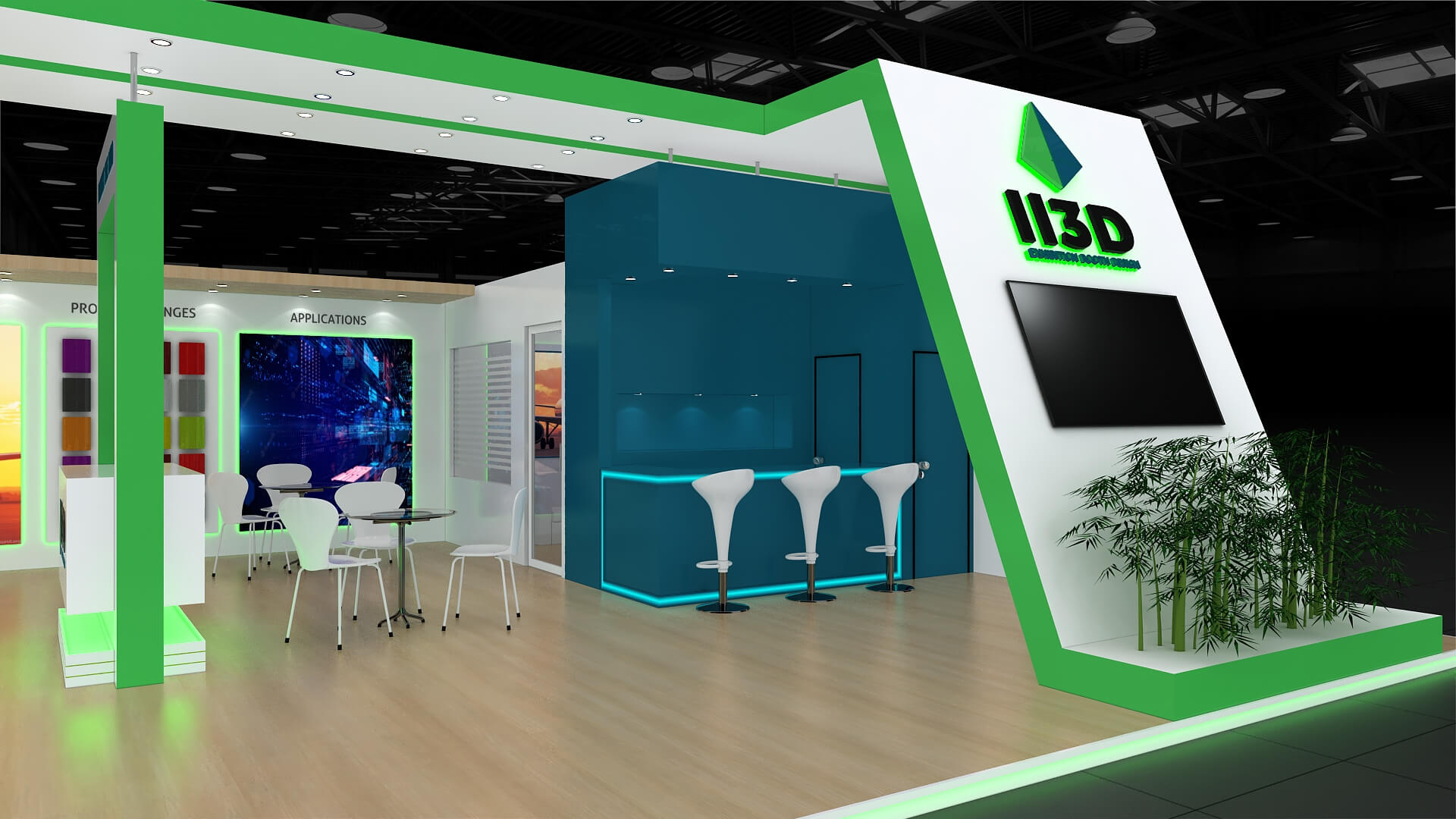 Exhibition Stand Stall Three Side Open 11X7 - 3D Model by vivekt478