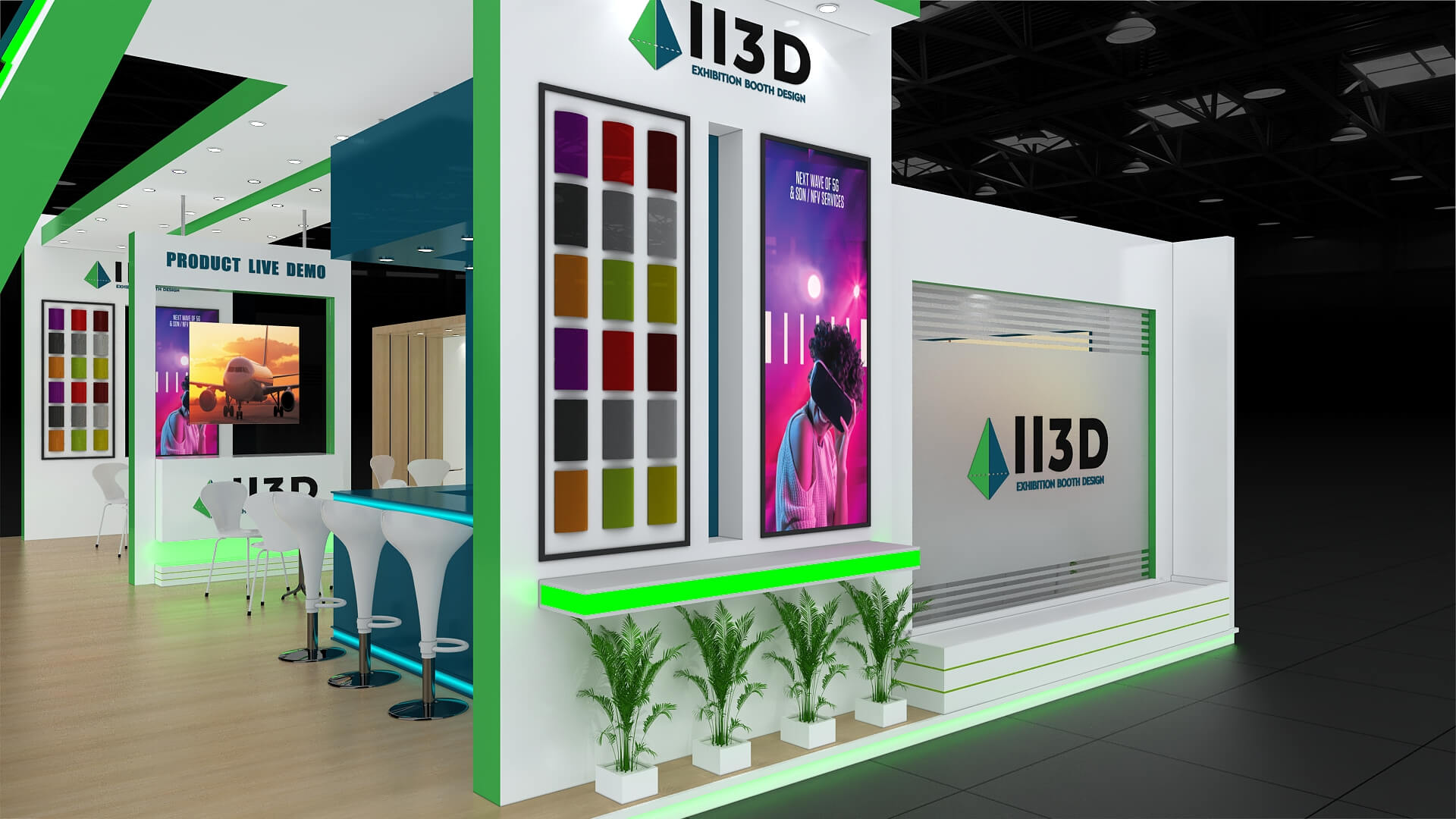 Exhibition Stand Stall Three Side Open 11X7 - 3D Model by vivekt478