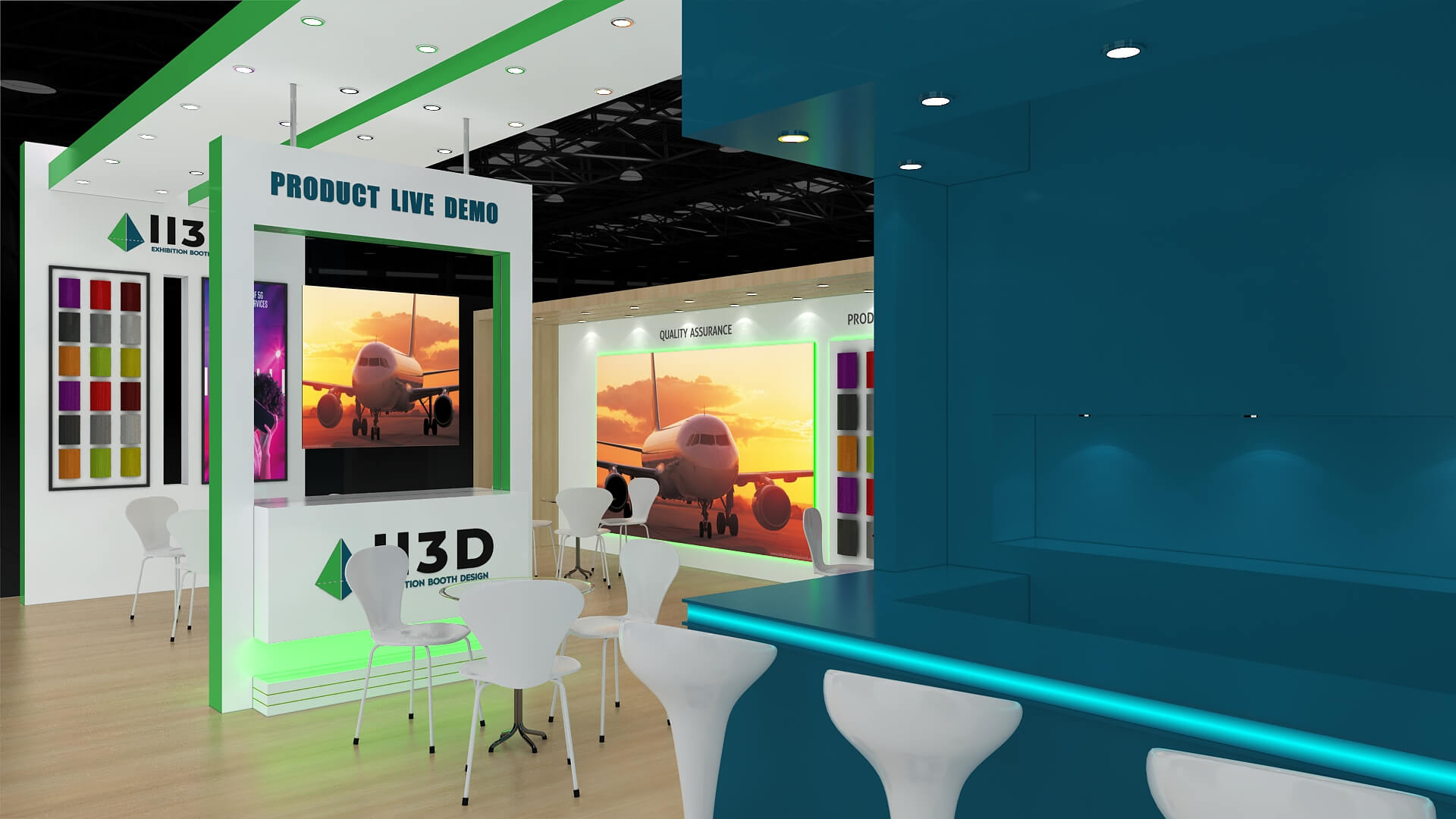 Exhibition Stand Stall Three Side Open 11X7 - 3D Model by vivekt478