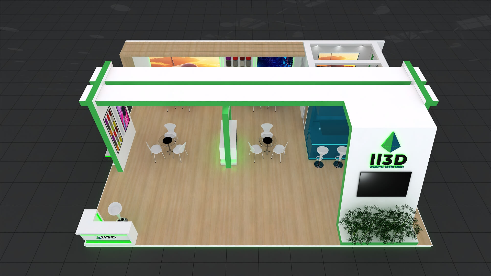 Exhibition Stand Stall Three Side Open 11X7 - 3D Model by vivekt478