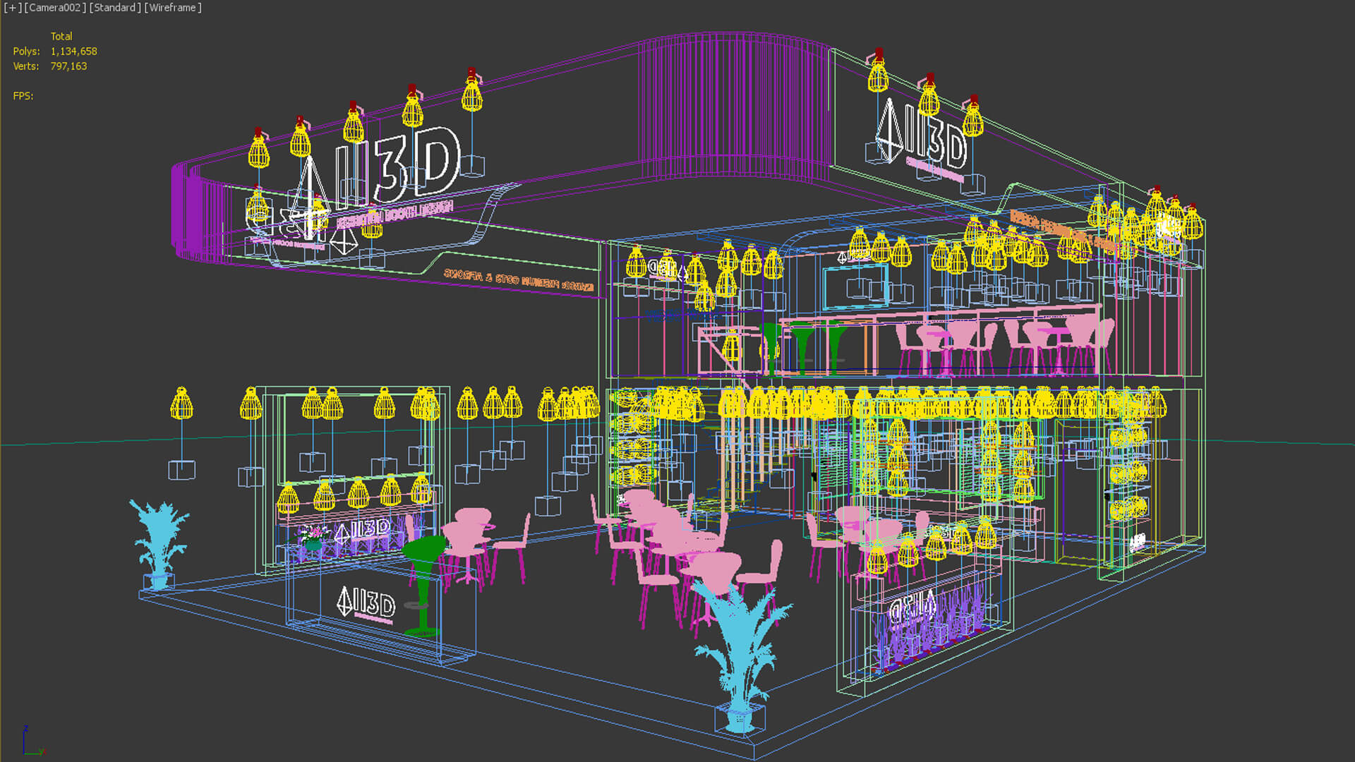 Exhibition Stand Stall Three Side Open 12X9 - 3D Model by vivekt478