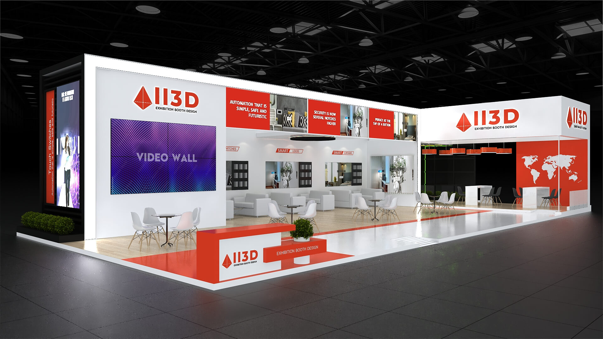 Exhibition Stand Stall Three Side Open 20X9 - 3D Model by vivekt478